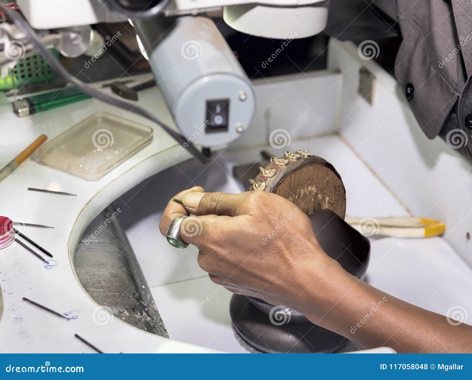 Goldsmith at Work with Traditional Tools Stock Photo - Image of hands ...
