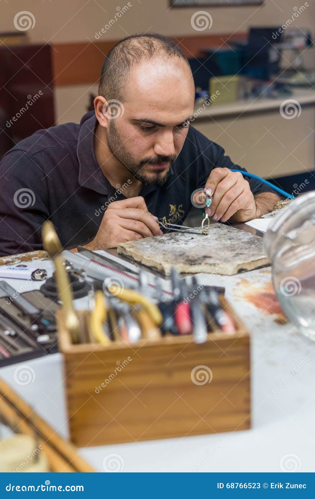 Goldsmith working editorial stock photo. Image of welding - 68766523