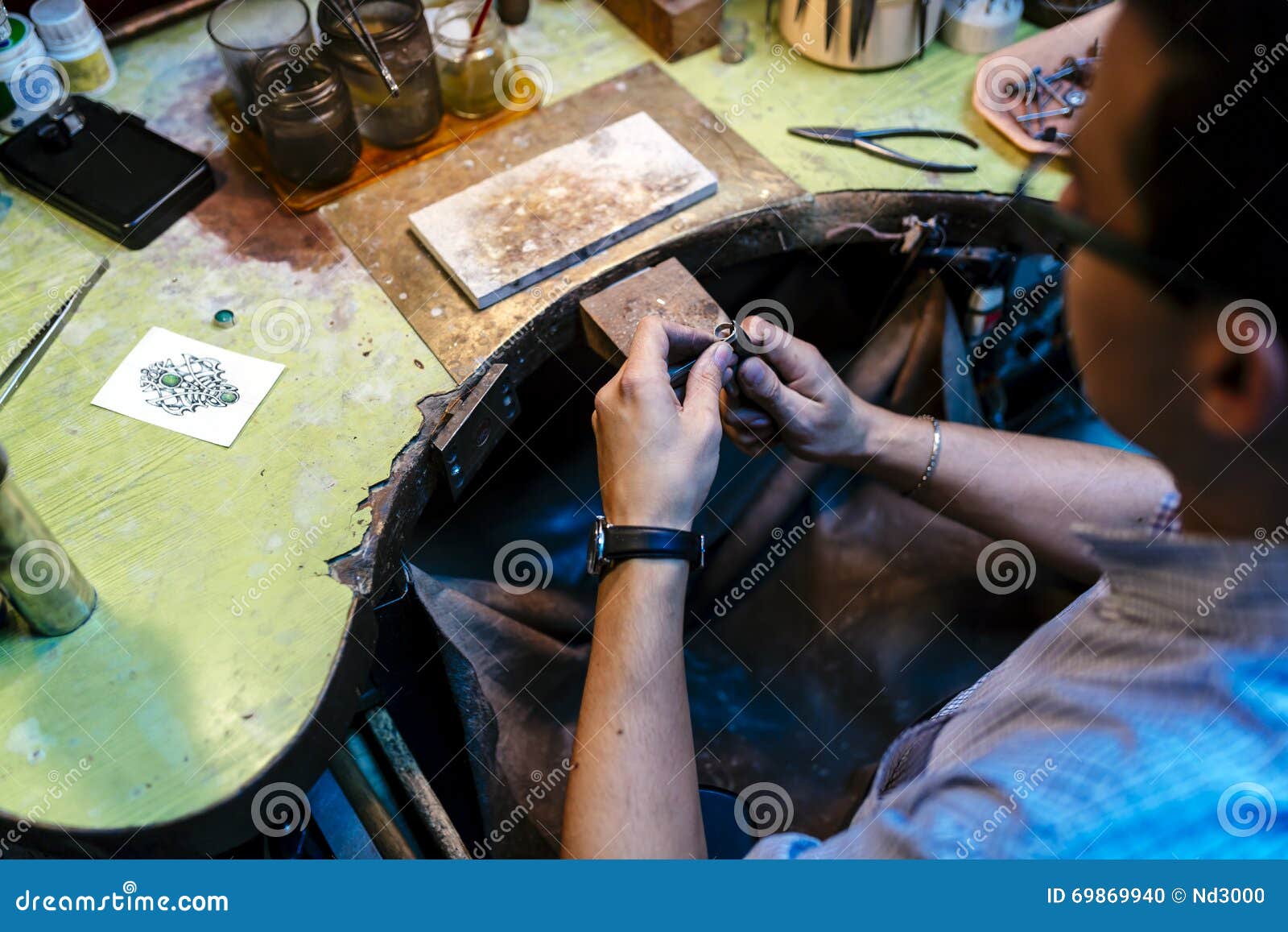 Goldsmith working stock photo. Image of industry, goldsmith - 69869940
