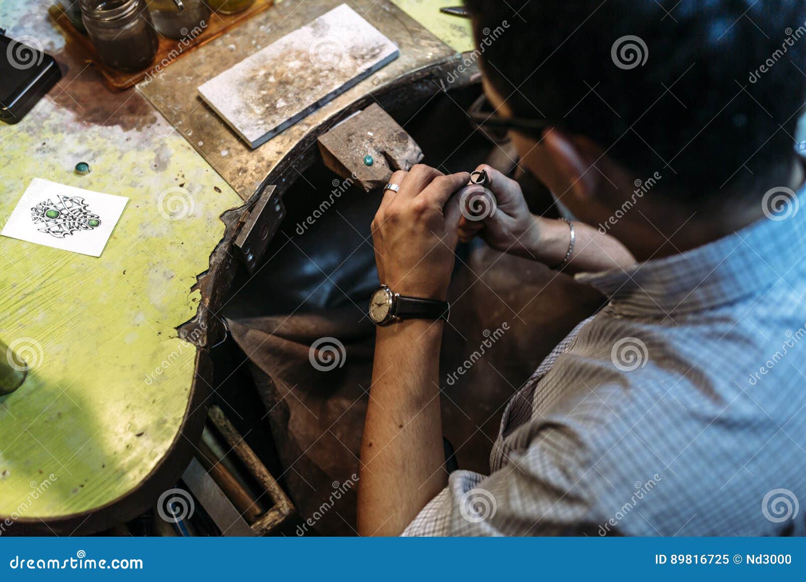 Goldsmith working stock image. Image of boron, brass - 89816725