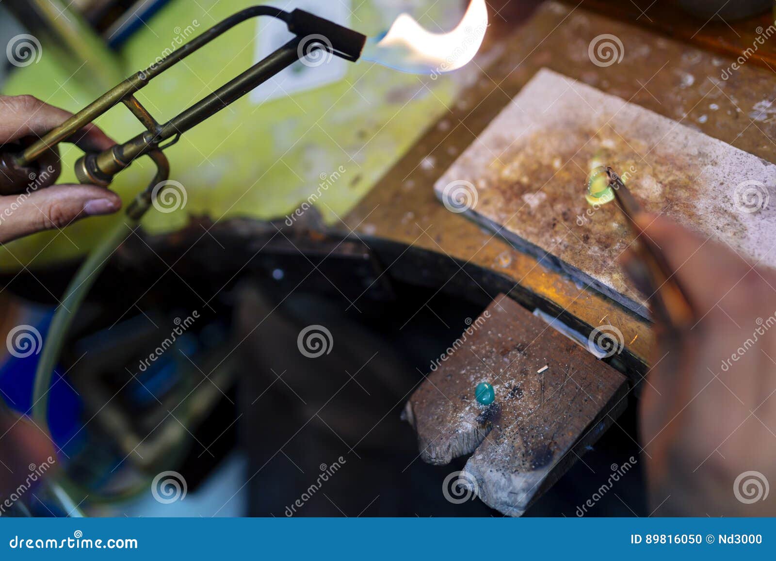 Goldsmith Working on a Ring Stock Photo - Image of jeweler, annealing ...