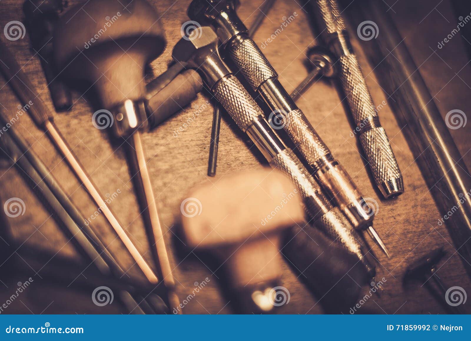 Goldsmiths Tools on the Goldsmith Workplace. Stock Photo - Image of ...