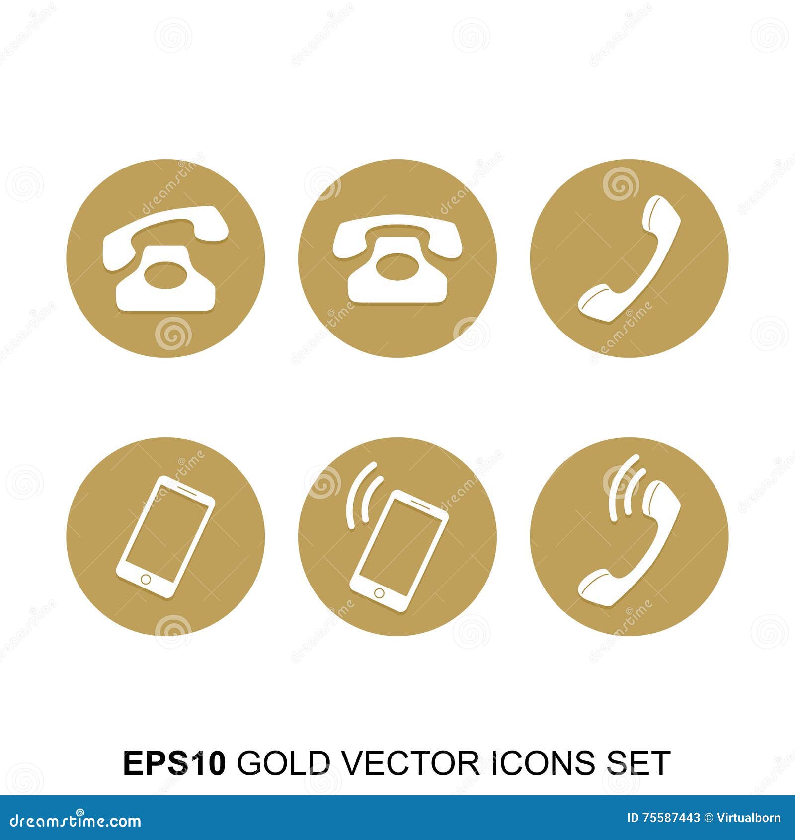 Goldvektor-Telefon-Ikonen Eingestellt Vektor Abbildung - Illustration ...