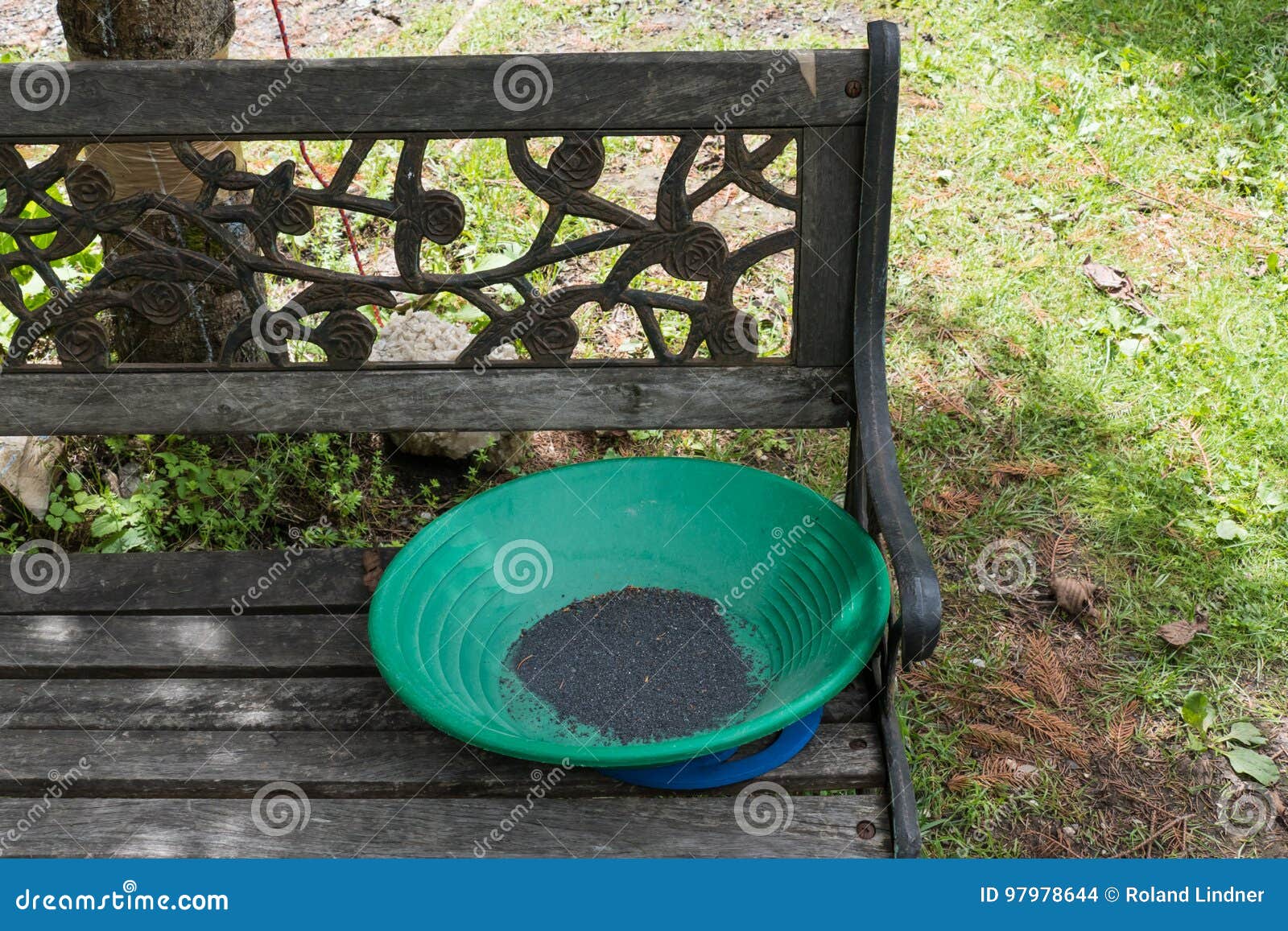 Goldwash pan stock photo. Image of stones, quartz, panning - 97978644