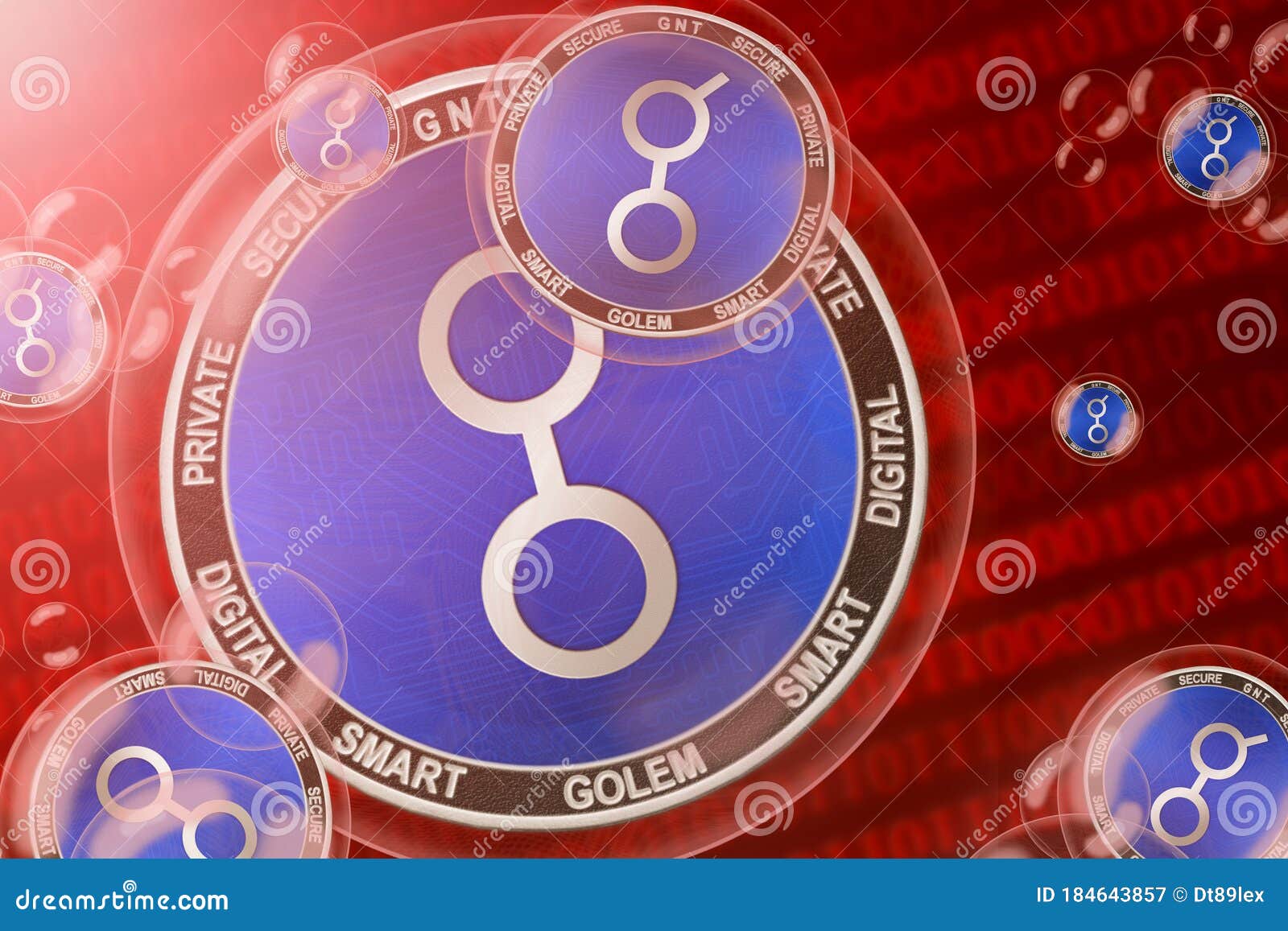 Golem Crash, Bubble. Golem GNT Cryptocurrency Coins in a Bubbles on the ...