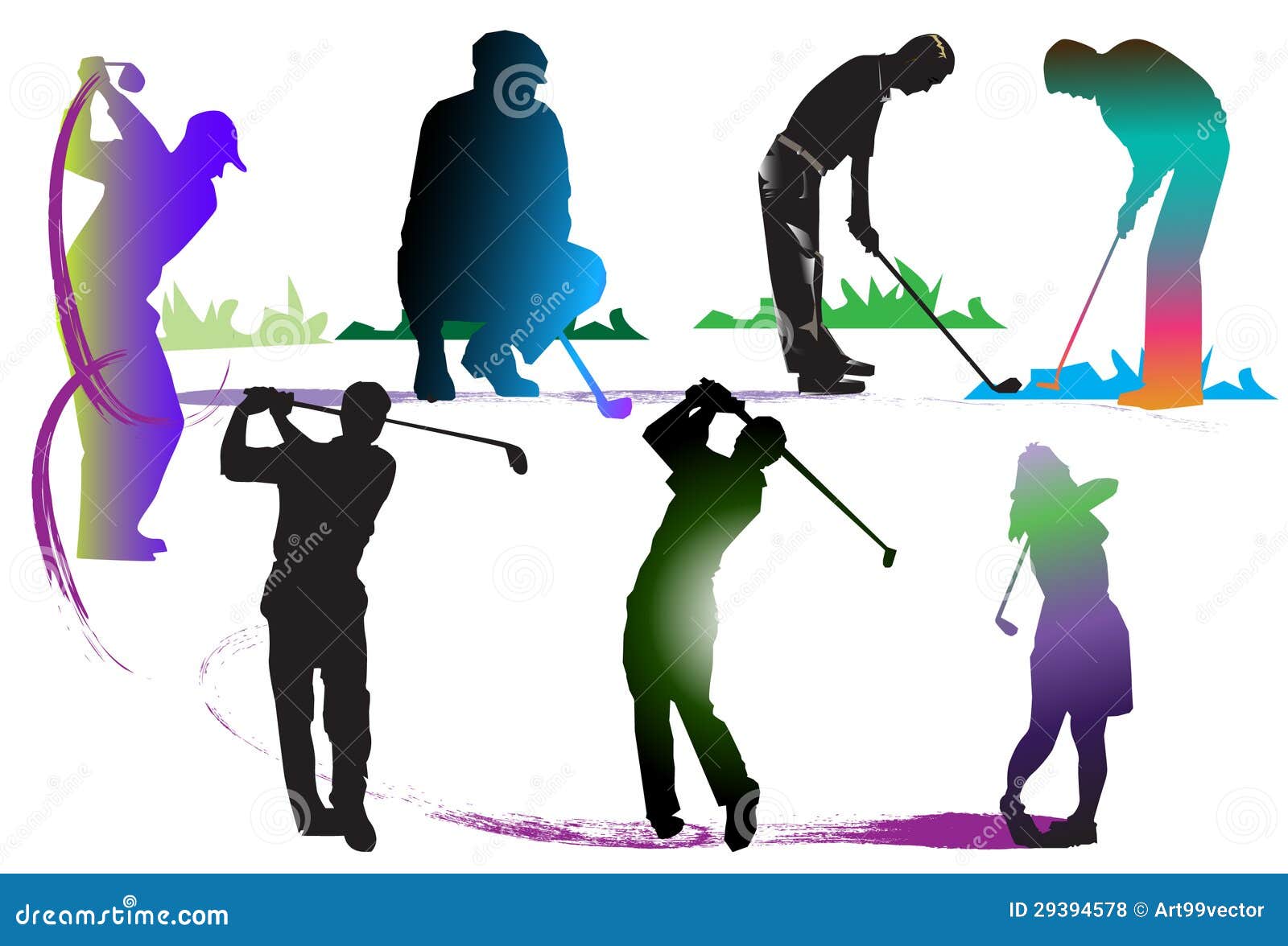 Golf art action classic stock illustration. Illustration of brush ...