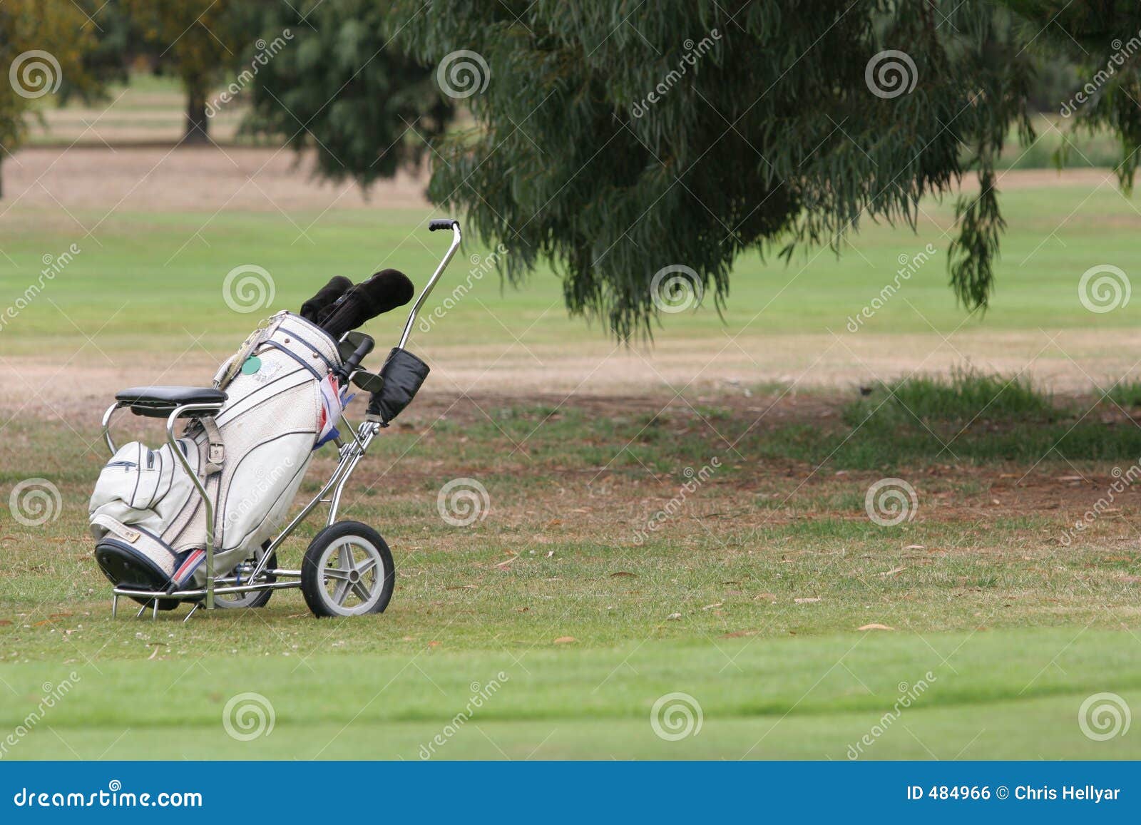 Golf bag and trundler stock photo. Image of relaxation - 484966