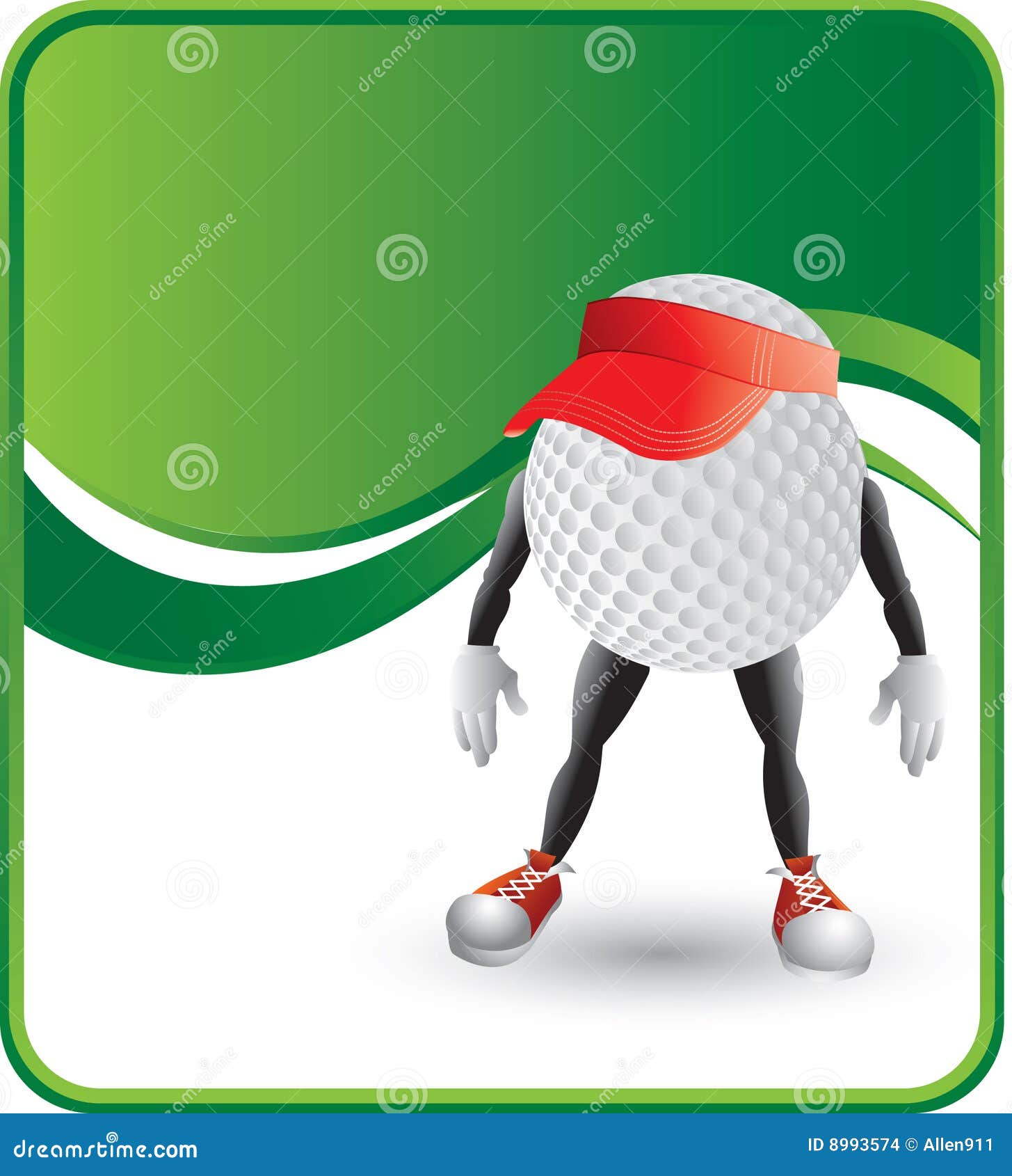 Golf Ball Character with Visor Stock Vector - Illustration of hole ...