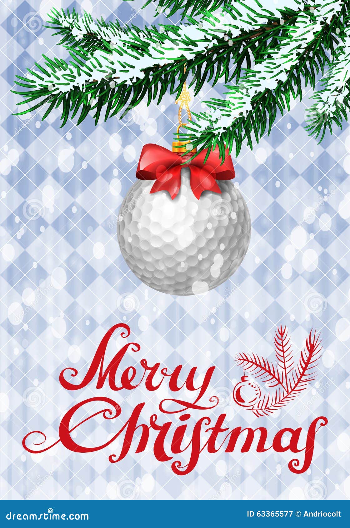 Golf Ball on Christmas Tree Stock Vector - Illustration of card ...