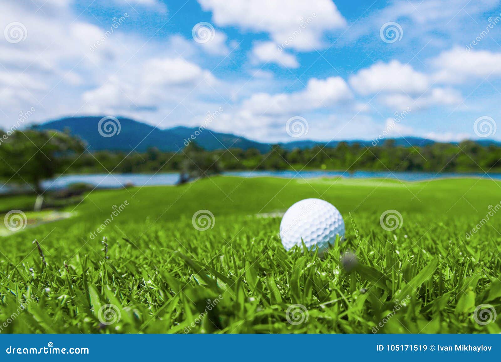Golf ball on course stock image. Image of scene, hole - 105171519