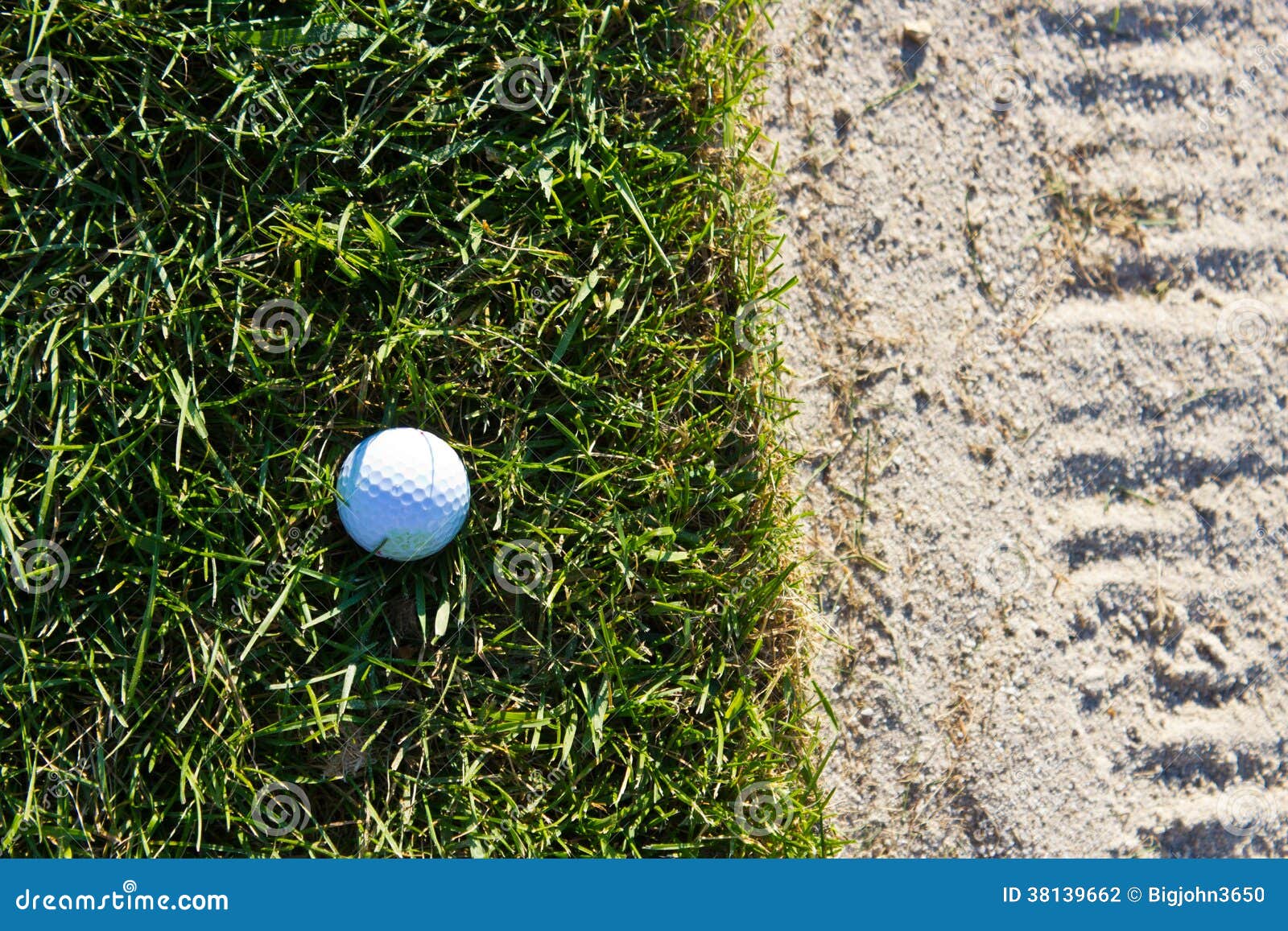 Golf Ball on the Edge of the Sand Bunker Stock Photo - Image of sport ...