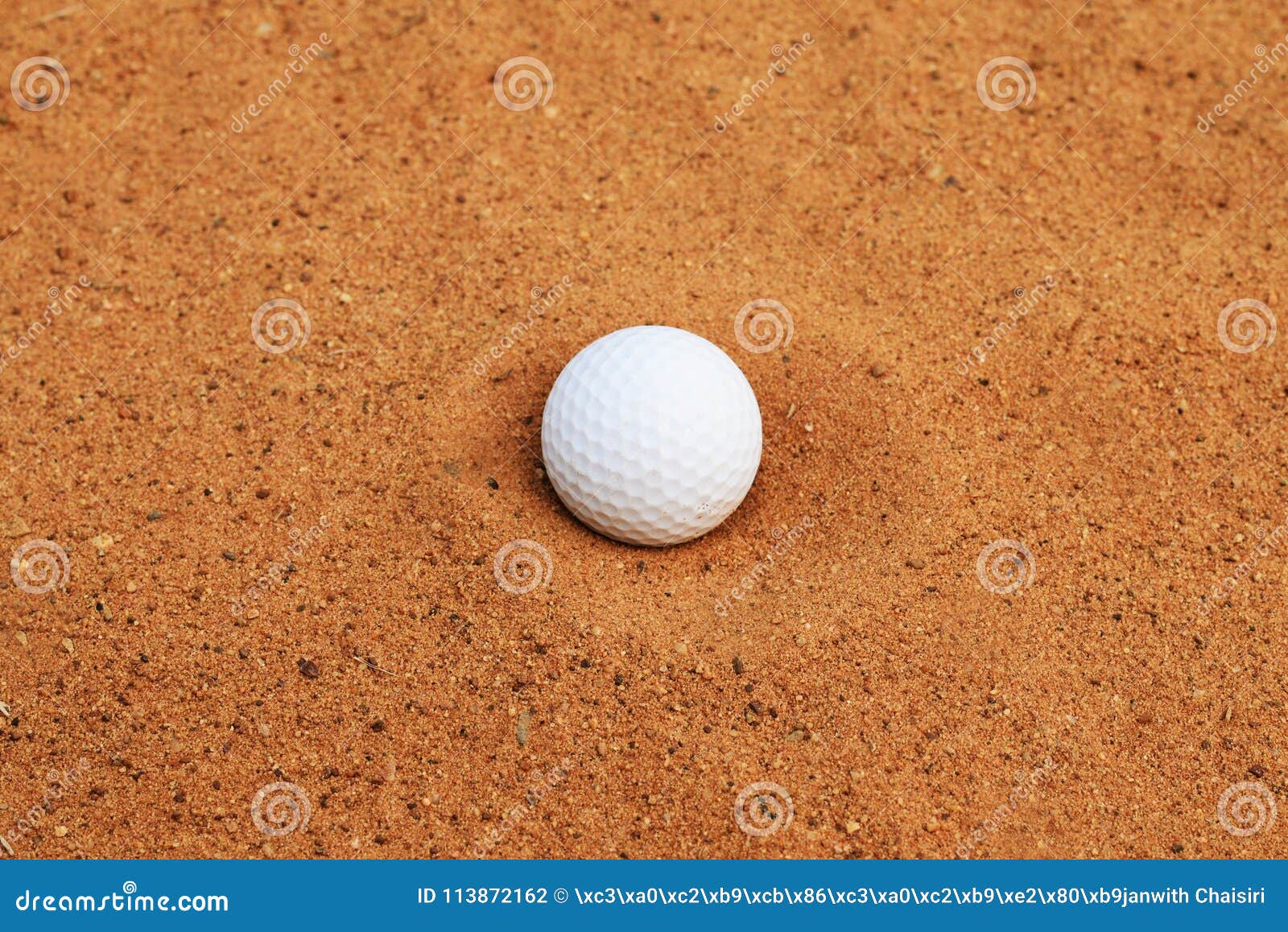 The Golf Ball Falls into the Sand Pit. Stock Photo - Image of grass ...
