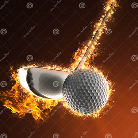 Golf ball in fire stock photo. Image of object, campfire - 264338388