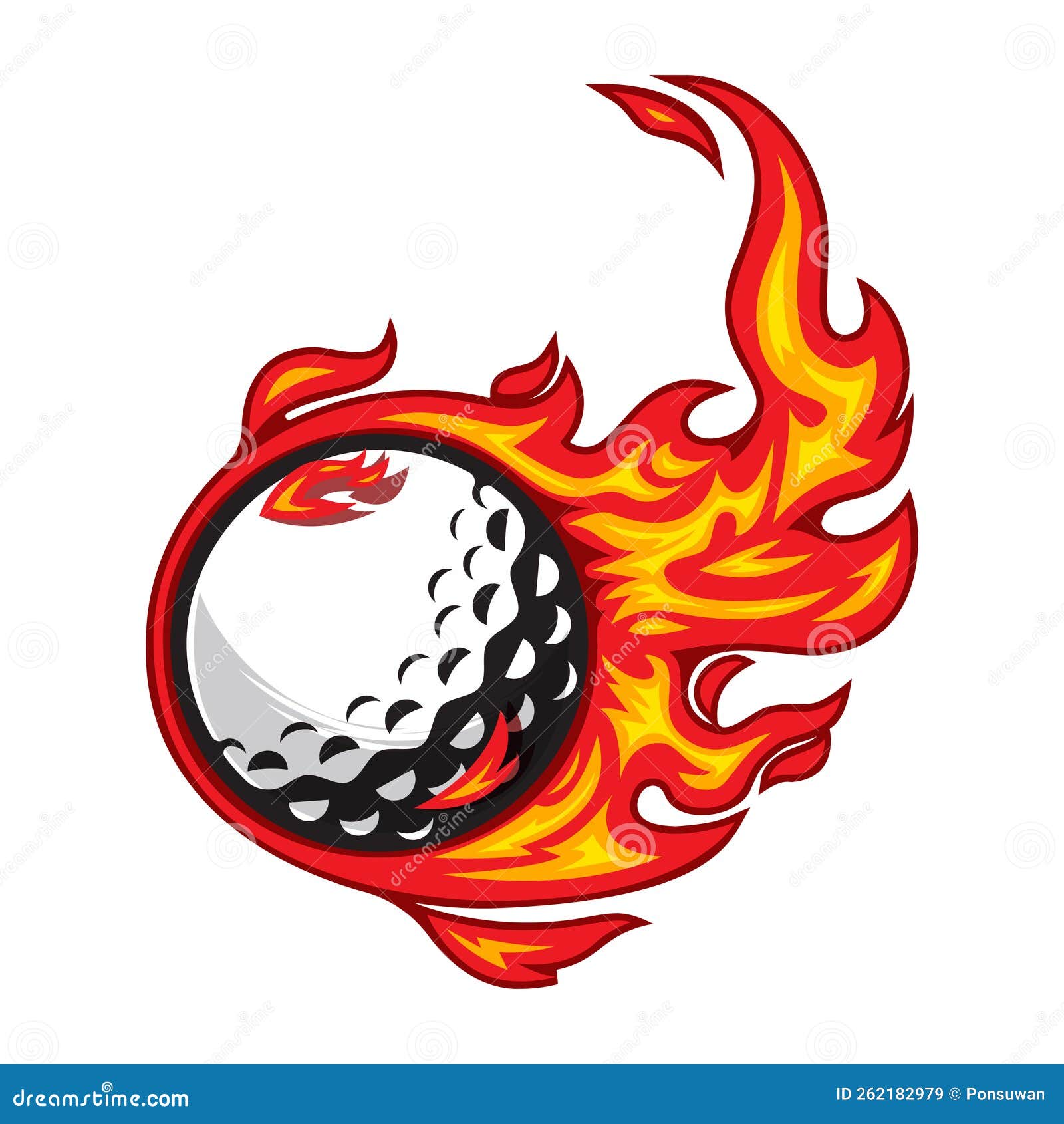 Golf Ball on Fire Vector Illustration Stock Vector - Illustration of ...