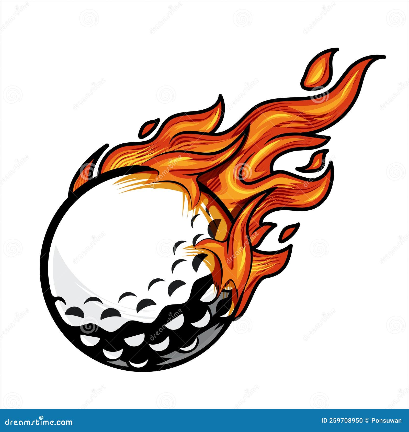 Golf Ball on Fire Vector Illustration Stock Vector - Illustration of ...