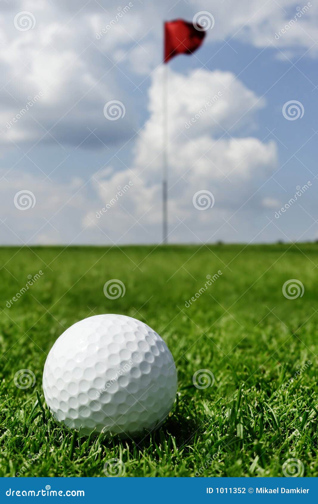 Golf ball and flag stock photo. Image of copyspace, green - 1011352