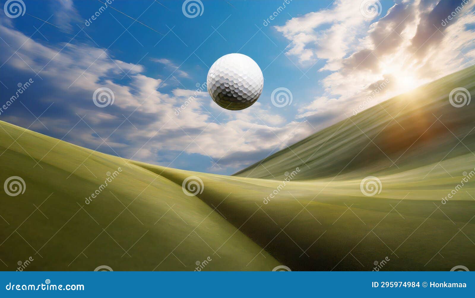 Golf Ball Flying Over the Field Stock Illustration - Illustration of ...