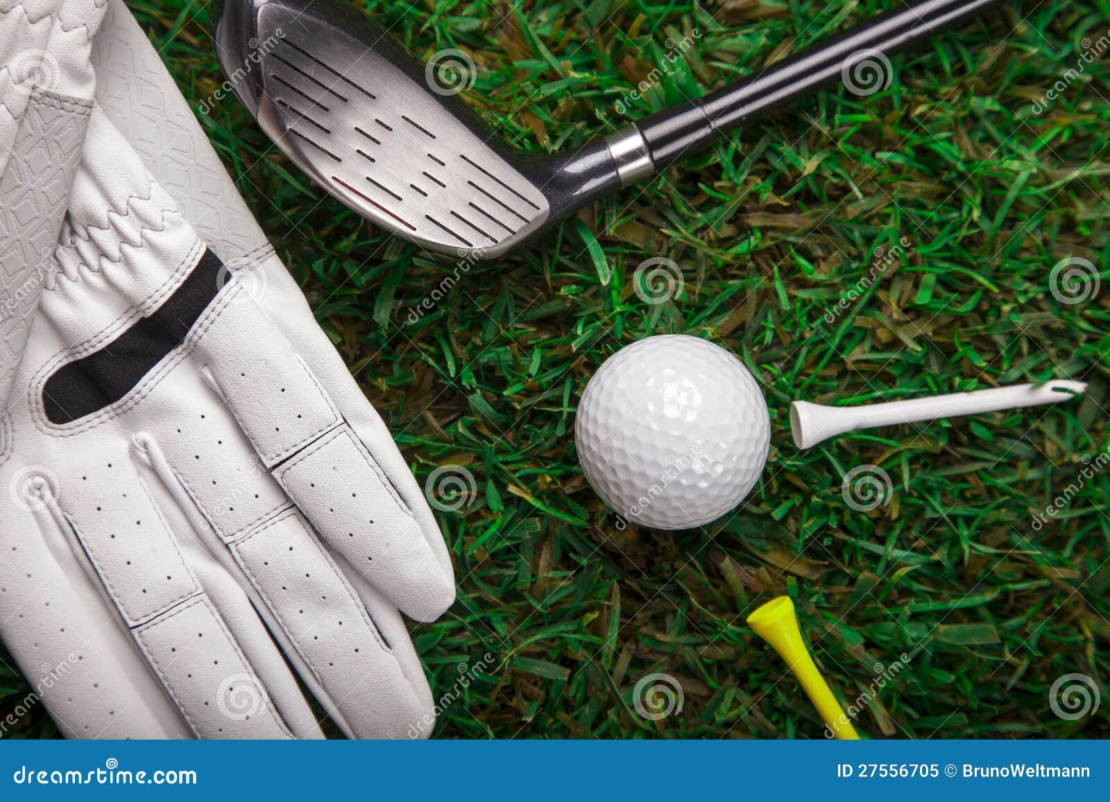 Golf Ball, Glove and Bat on Grass! Stock Image - Image of golfball ...