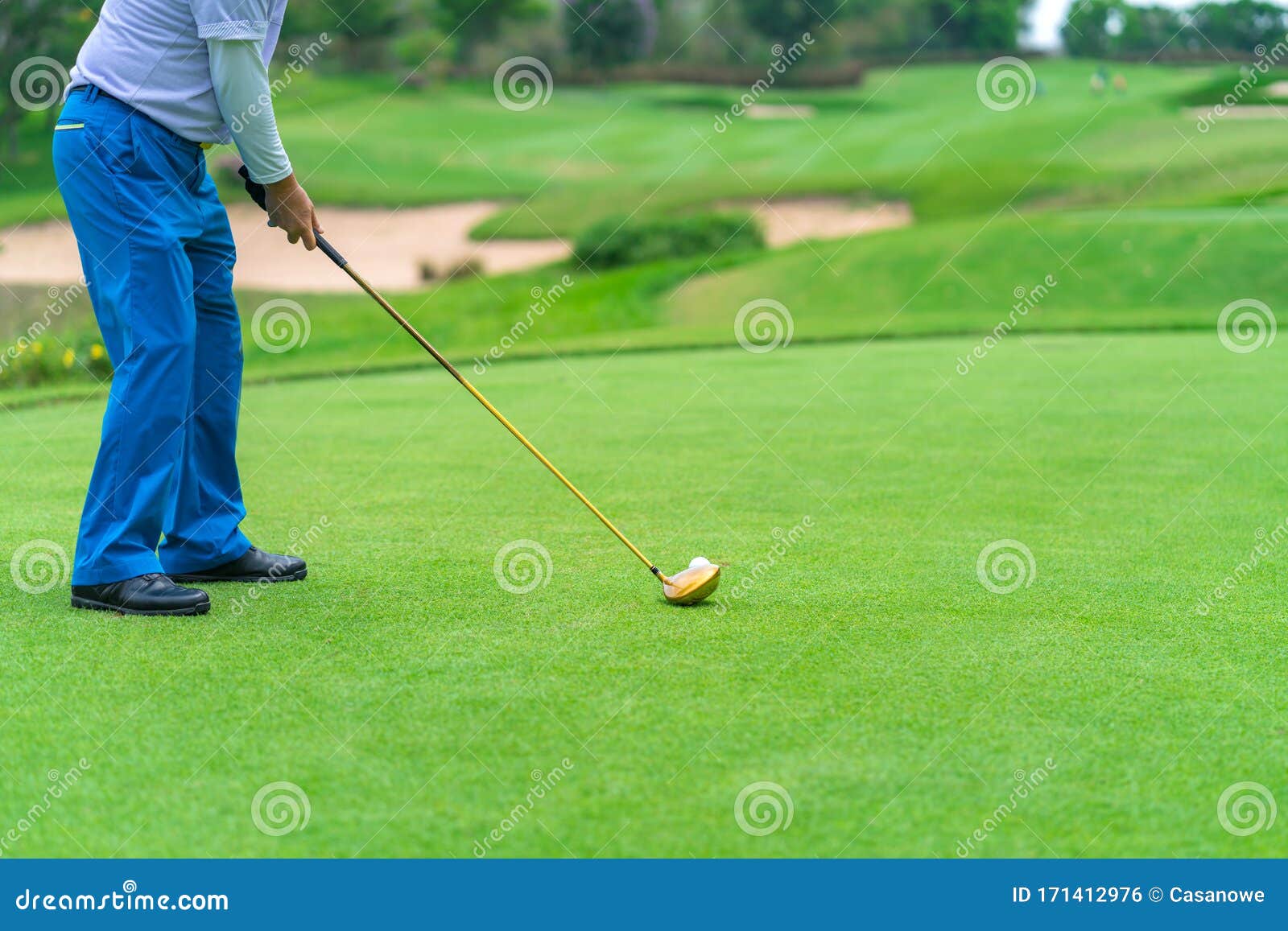 Golf Ball on Grass Behind Driver at Golf Club Stock Photo - Image of ...