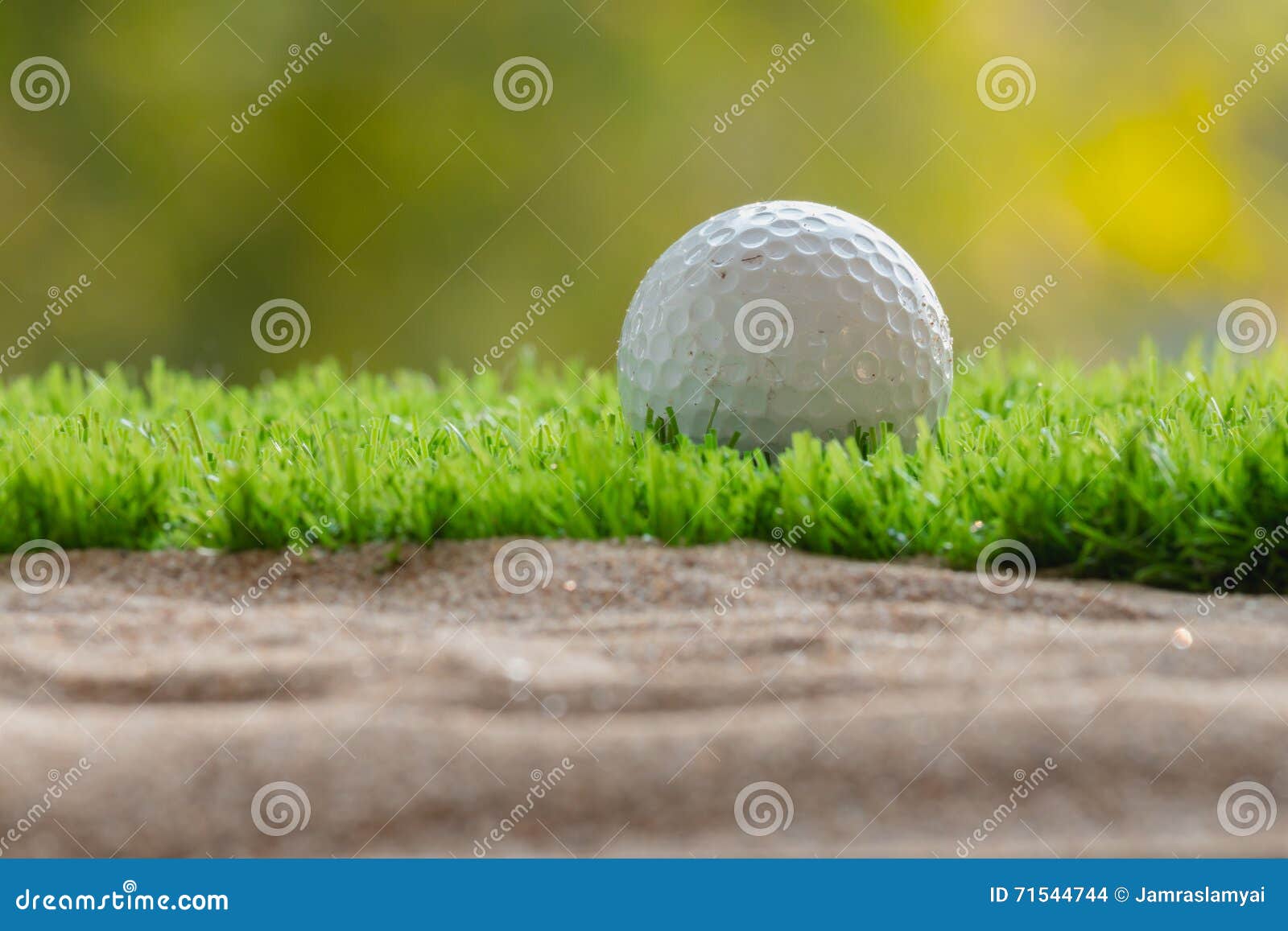 Golf Ball on Grass Close Sand Bunker Stock Photo - Image of goal ...