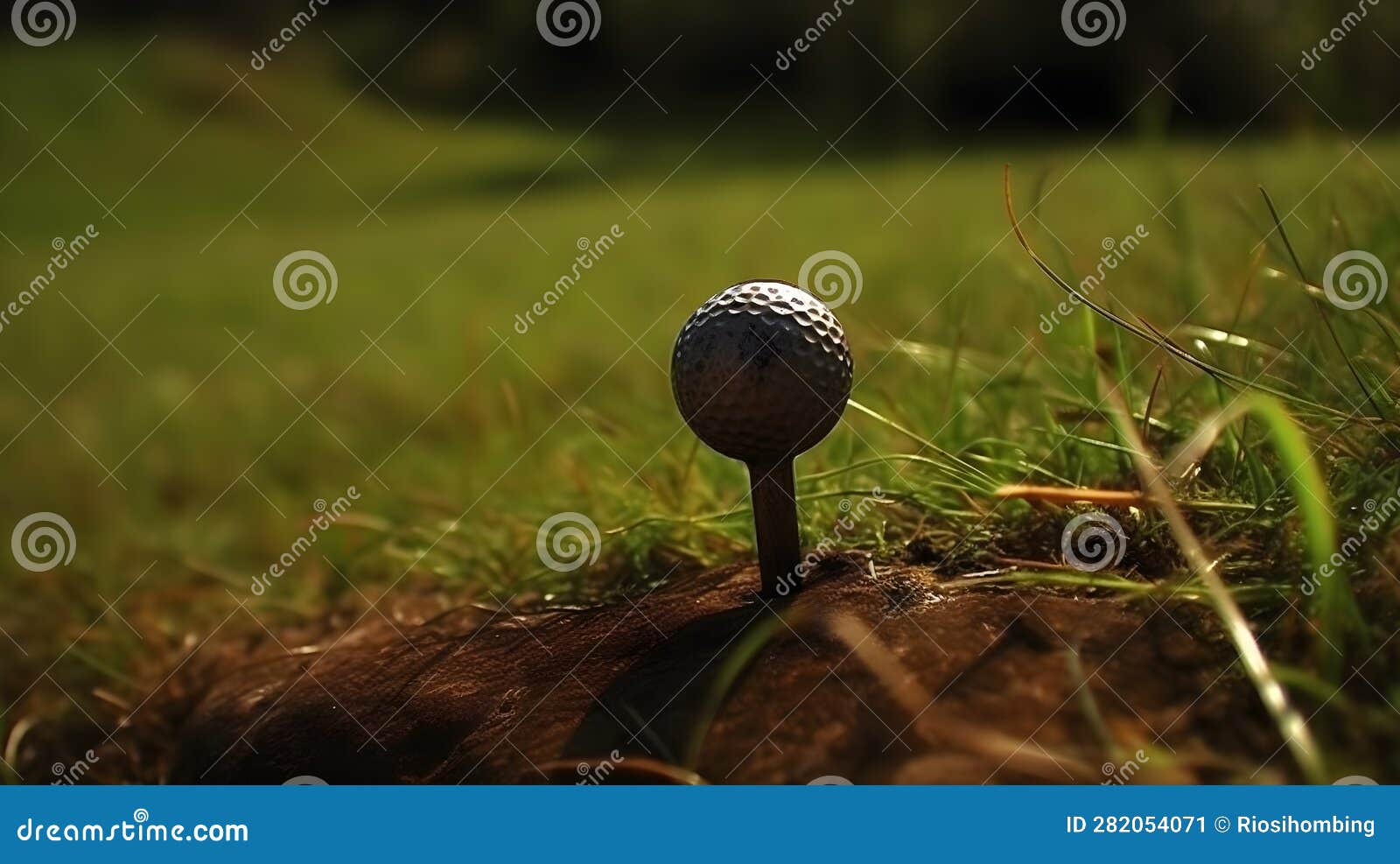 A Golf Ball on Grass Field in a Golf Ball Stand Ready To Hit Stock ...