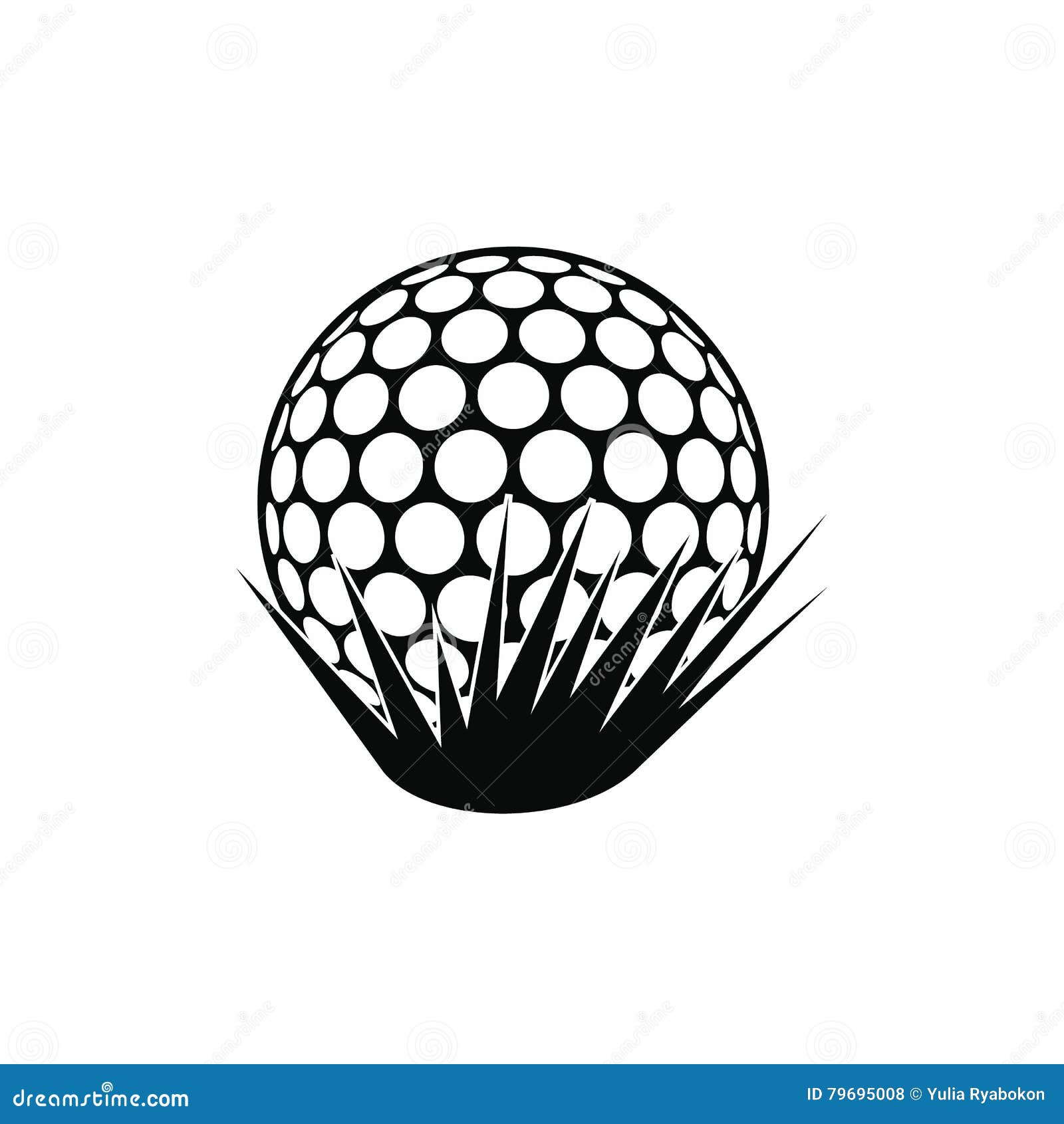 Golf ball on grass icon stock vector. Illustration of enjoyment - 79695008