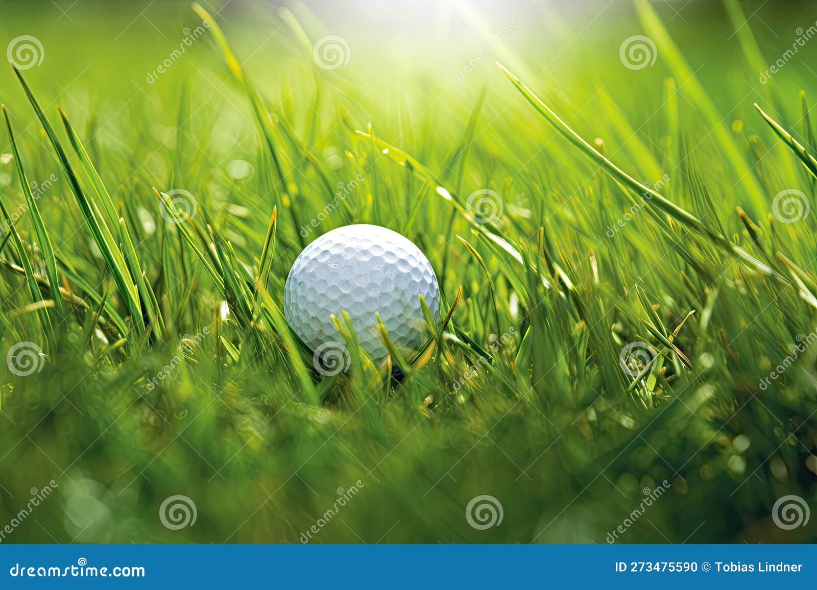 Golf Ball on Green Grass, Backlight Scene, Generative Ai Stock ...