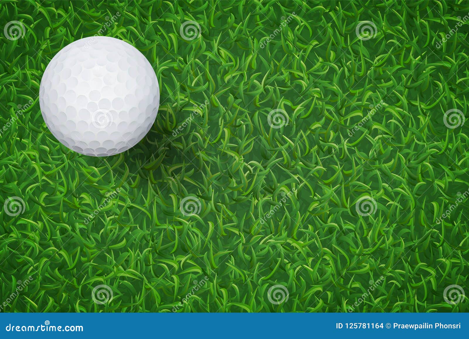 Golf Ball on Green Grass Texture Background. Vector. Stock Vector ...