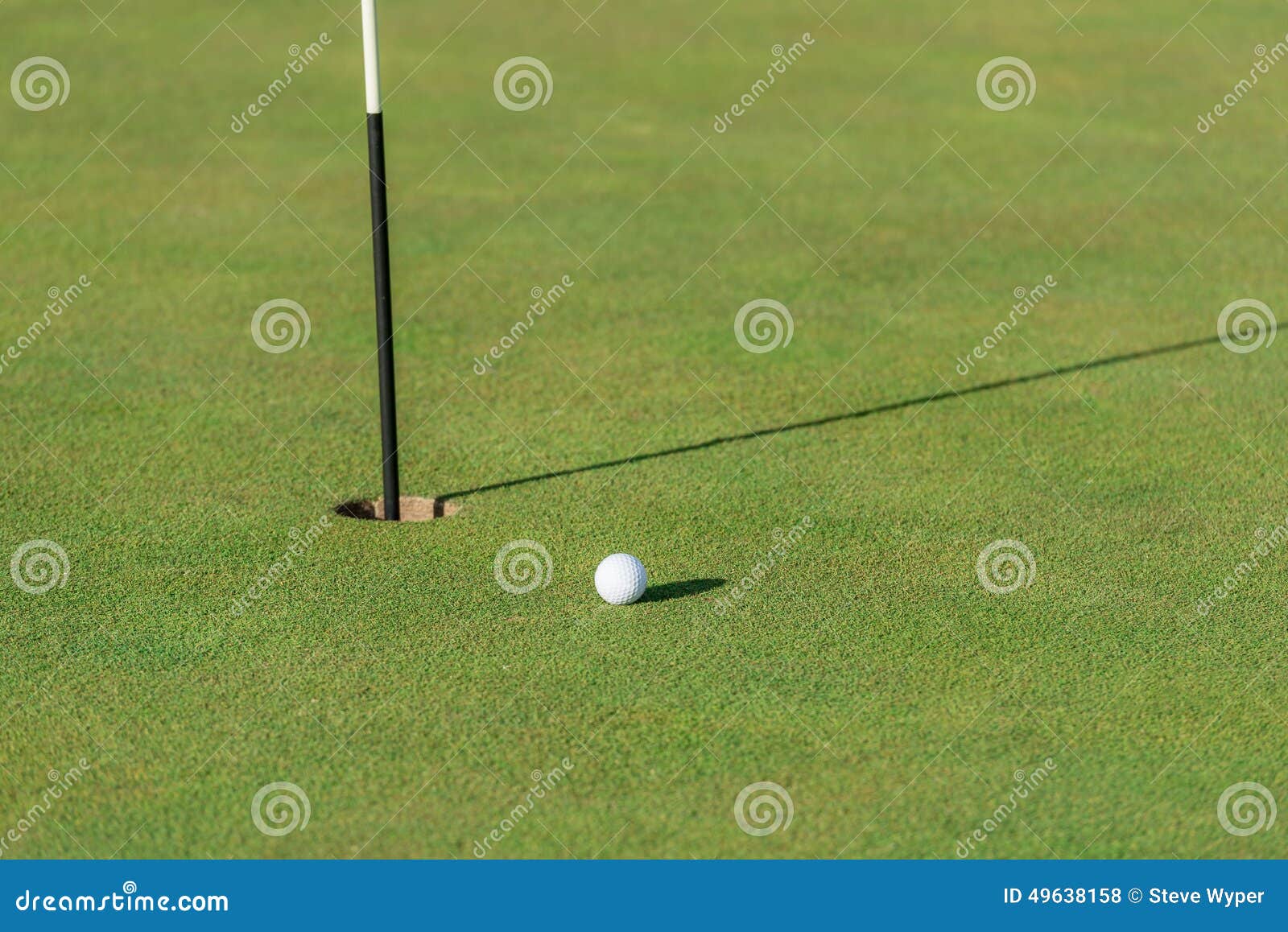 Golf ball, green and pin stock photo. Image of golfing - 49638158