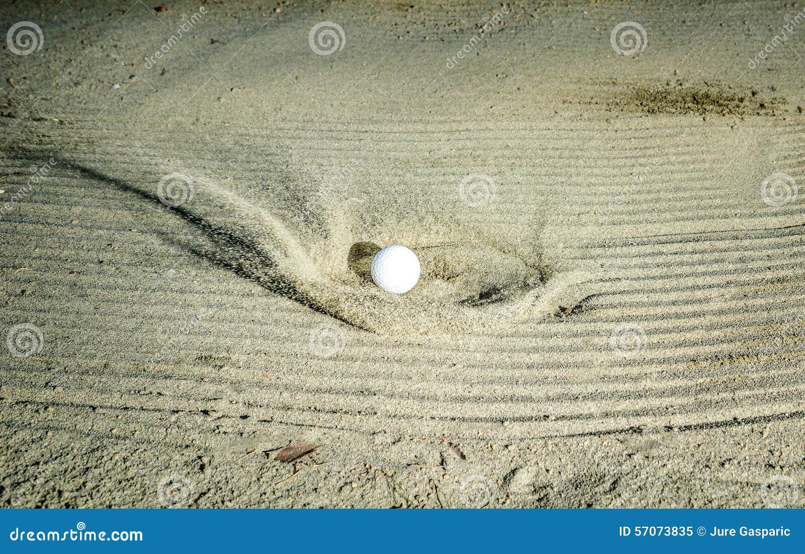 Golf Ball Hitting the Sand Bunker Stock Image - Image of test, sport ...
