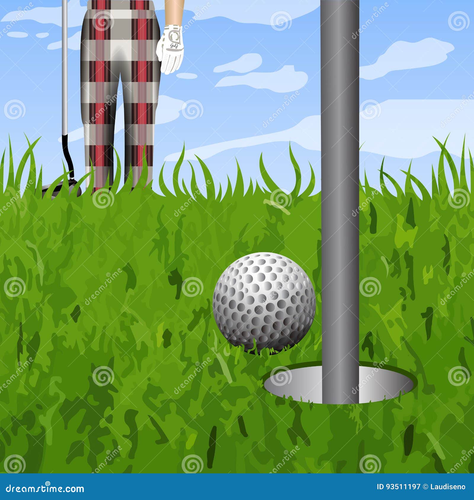 Golf ball and a hole stock vector. Illustration of professional - 93511197