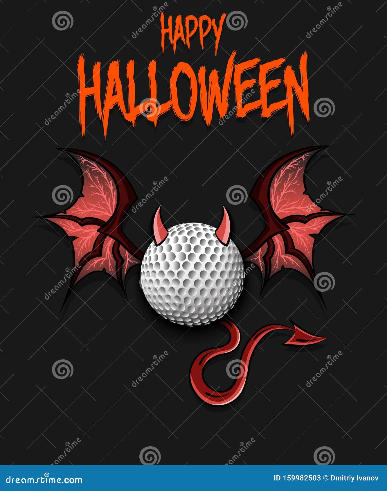 Golf Ball with Horns, Wings and Devil Tail Stock Vector - Illustration ...