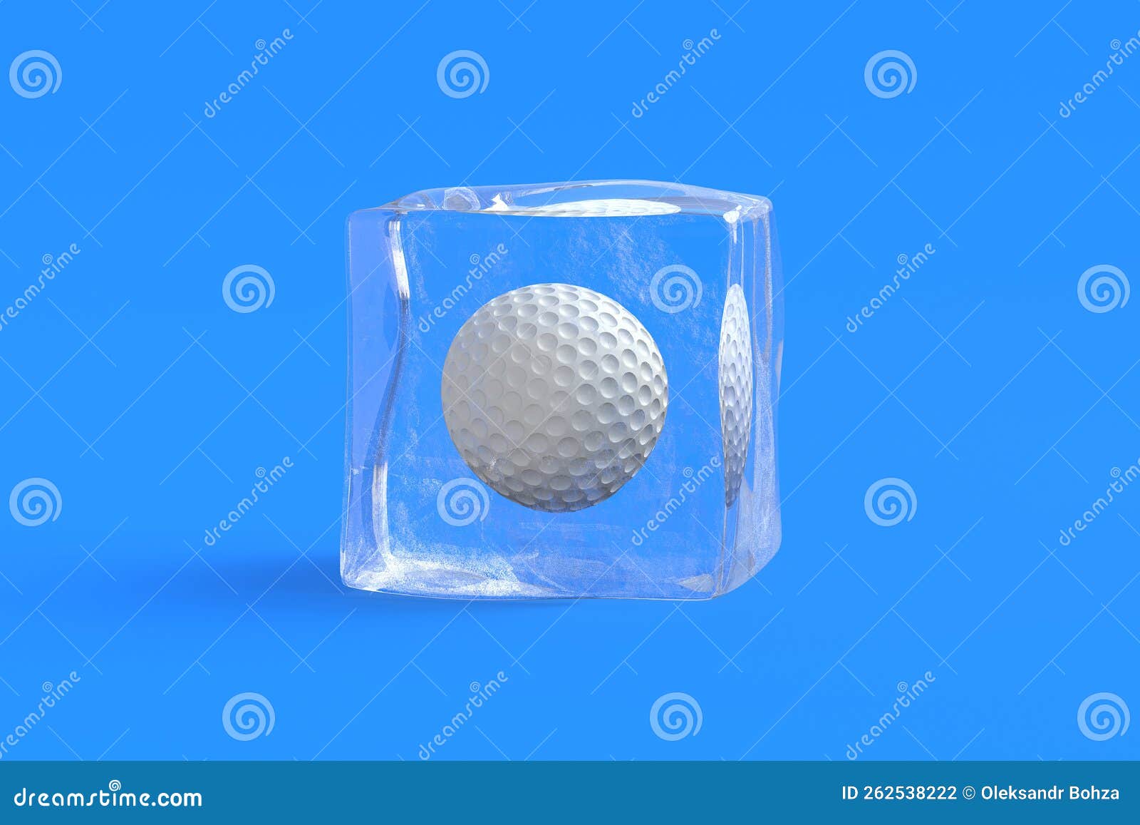 Golf ball in ice cube stock illustration. Illustration of concept ...