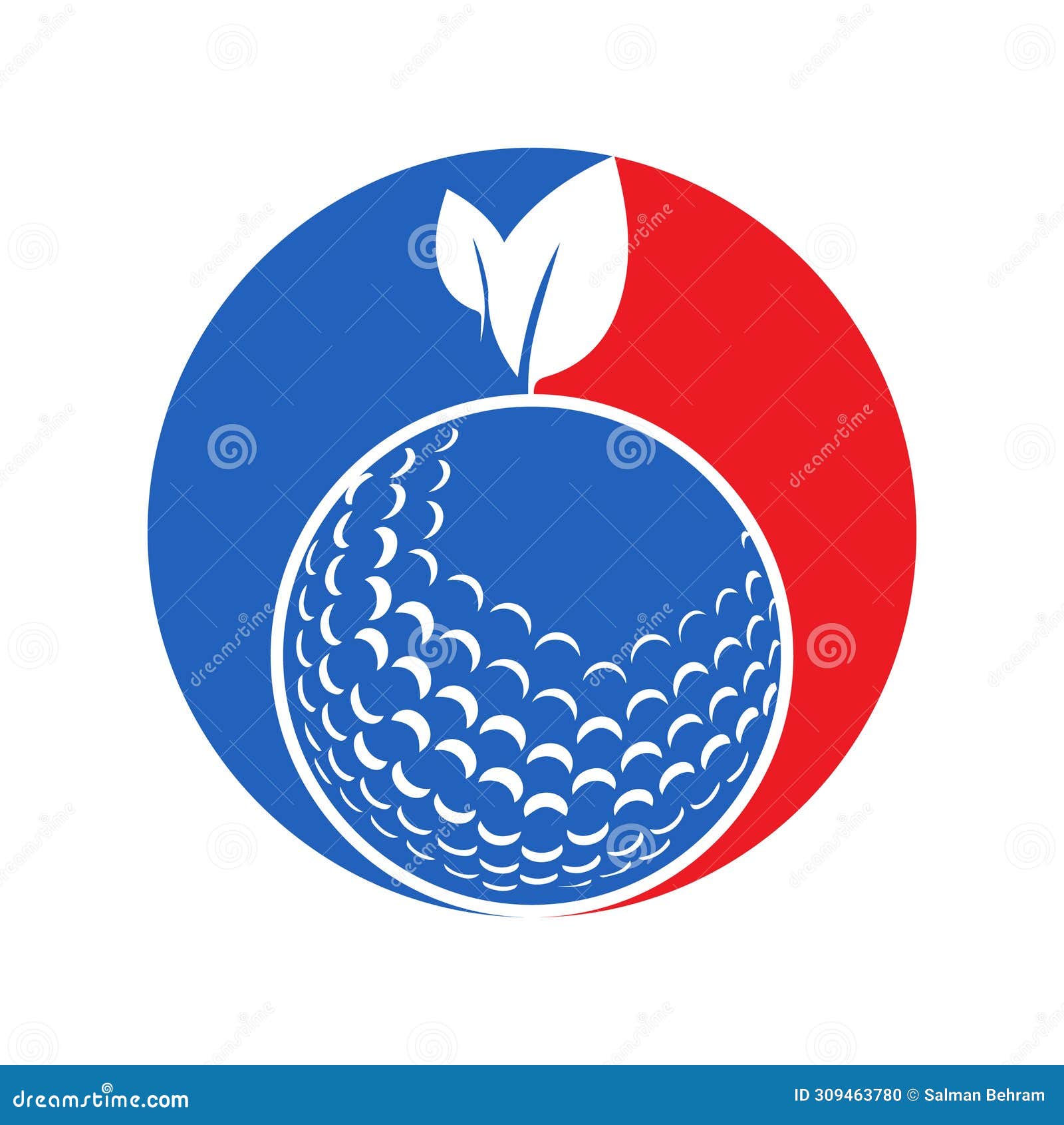Golf Ball and Leaf Logo Inside a Shape of Circle Vector Illustration ...