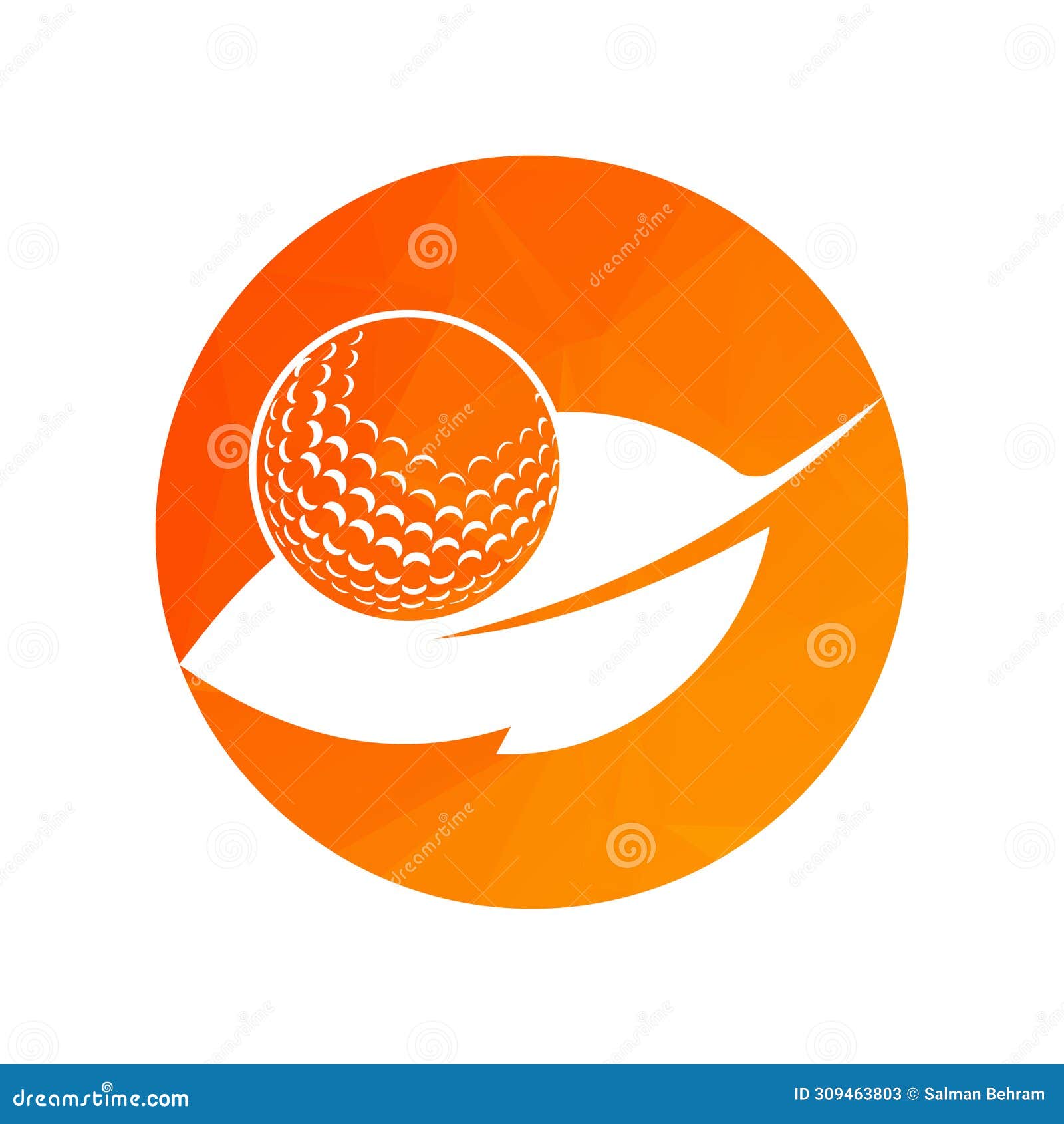 Golf Ball and Leaf Logo Inside a Shape of Circle Vector Illustration ...