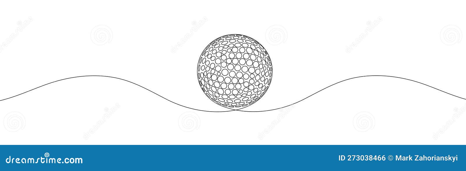 Golf Ball One Line Art. Continuous Line Drawing of Ball. Stock Vector ...