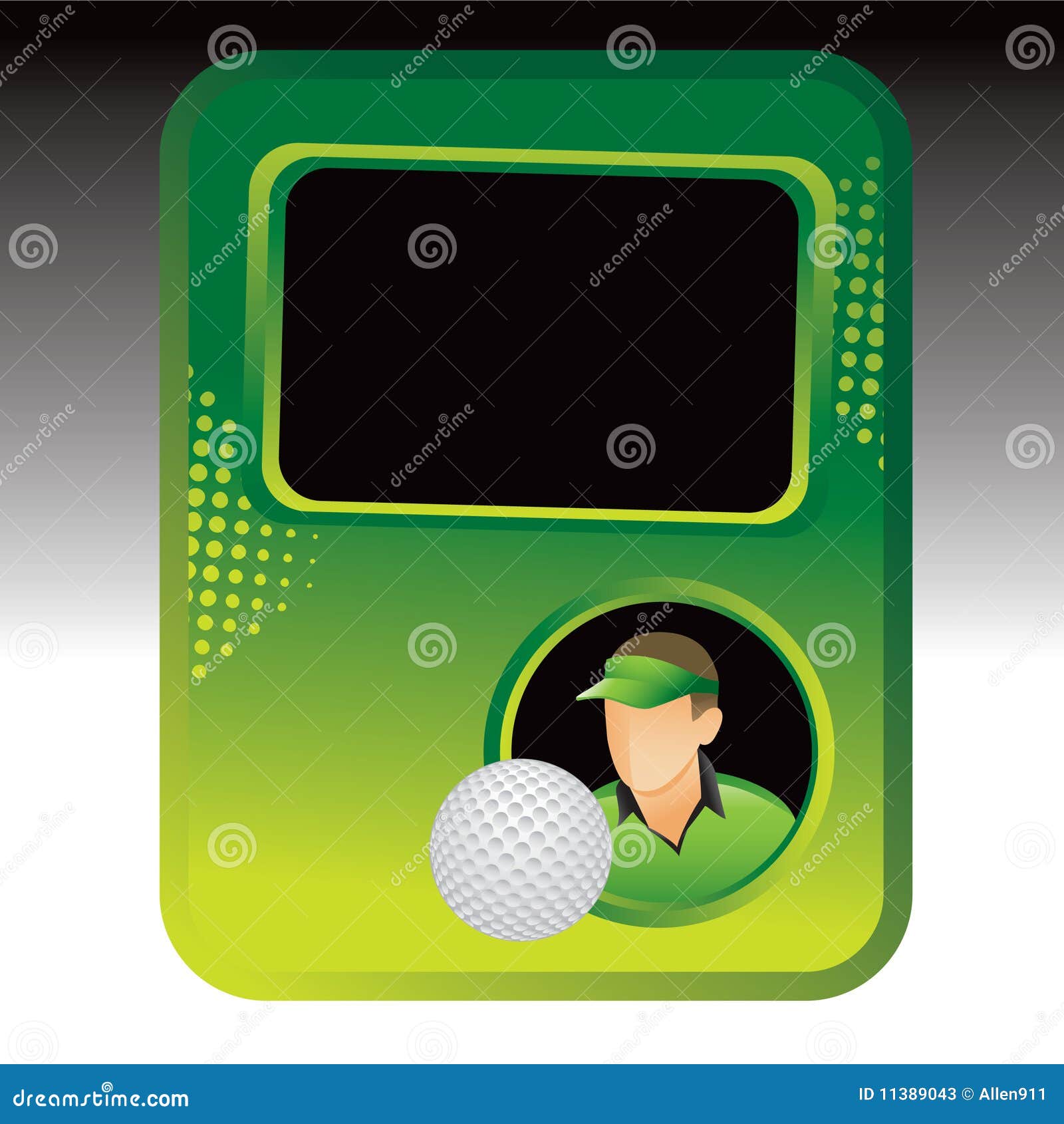 Golf Ball Player on Green Halftone Advertisement Stock Vector ...