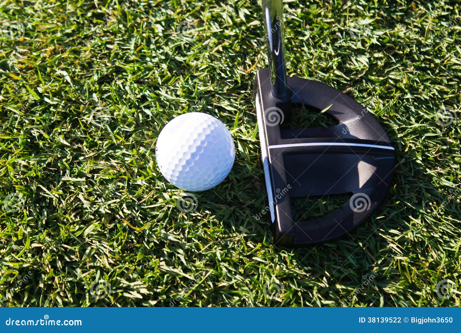 Golf Ball and Putter on the Green Stock Photo - Image of challenge ...
