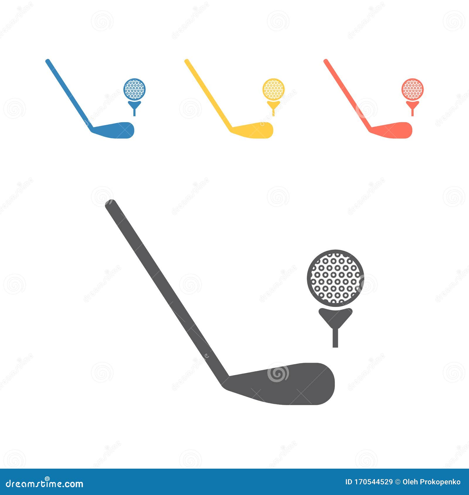 Golf Ball and Putter Icon. Vector Signs for Web Graphics. Stock Vector ...