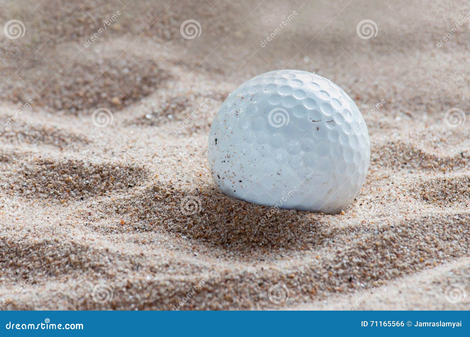 Golf ball in sand bunker stock photo. Image of goal, frame - 71165566