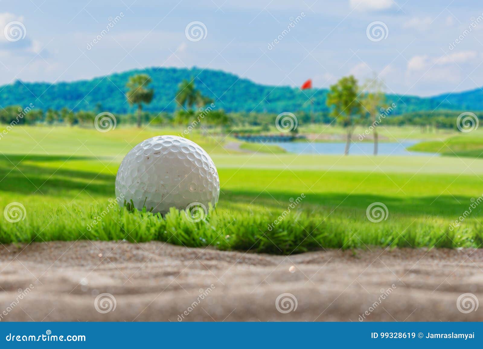 Golf Ball on Sand Bunker in Golf Courses Stock Image - Image of lawn ...