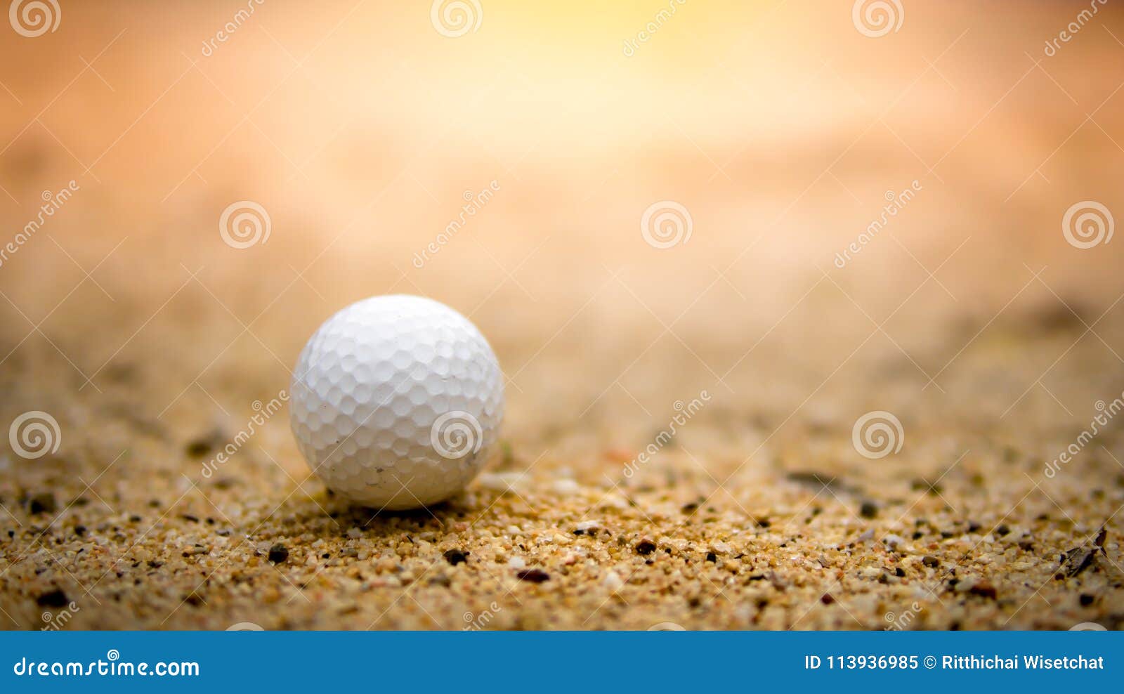 Golf Ball on Sand in Golf Course on Sunset Stock Image - Image of hole ...