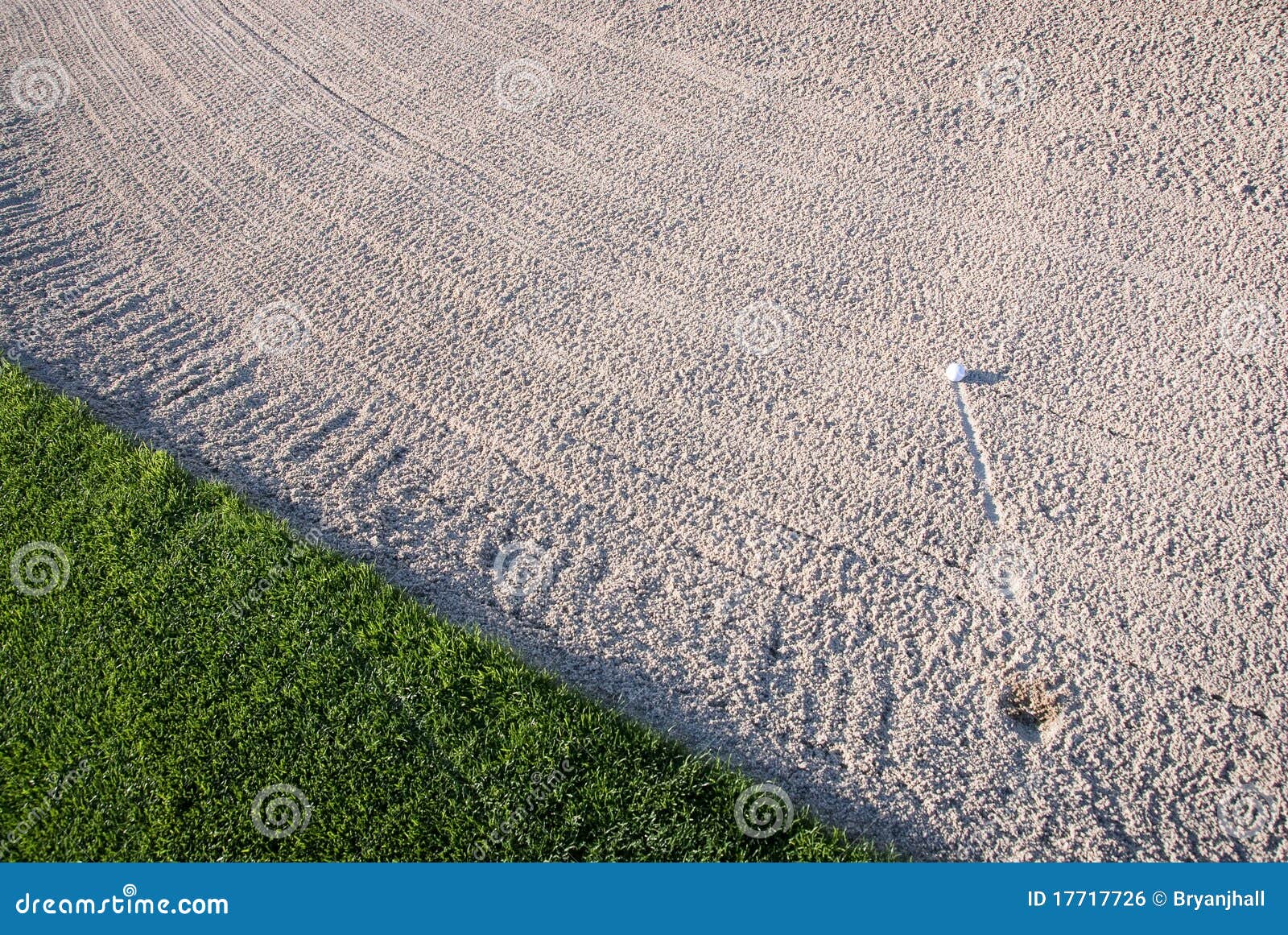 Golf Ball in Sand Trap stock photo. Image of lines, raked - 17717726