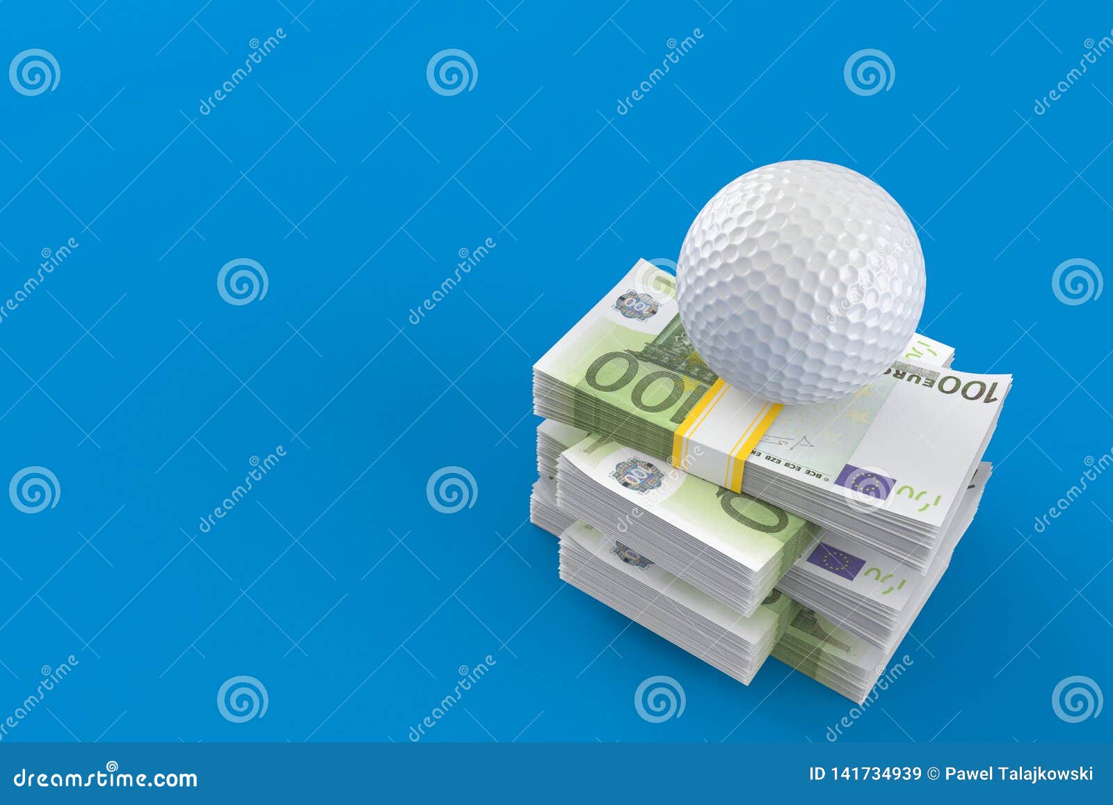 Golf Ball on Stack of Money Stock Illustration - Illustration of ...