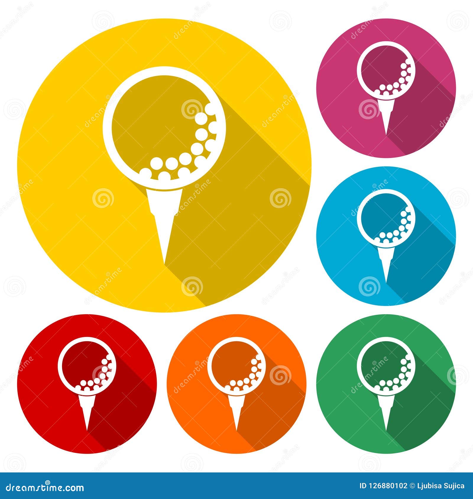 Golf Ball on a Tee Flat Icon Stock Vector - Illustration of logo ...