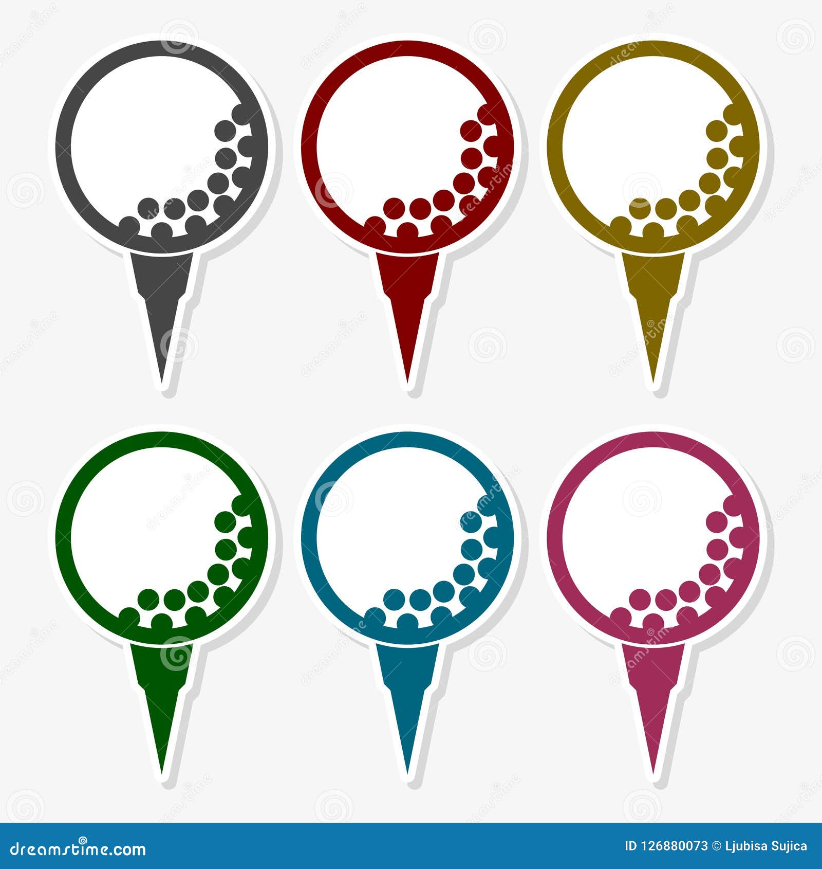 Golf Ball on a Tee Flat Icon Stock Vector - Illustration of game ...