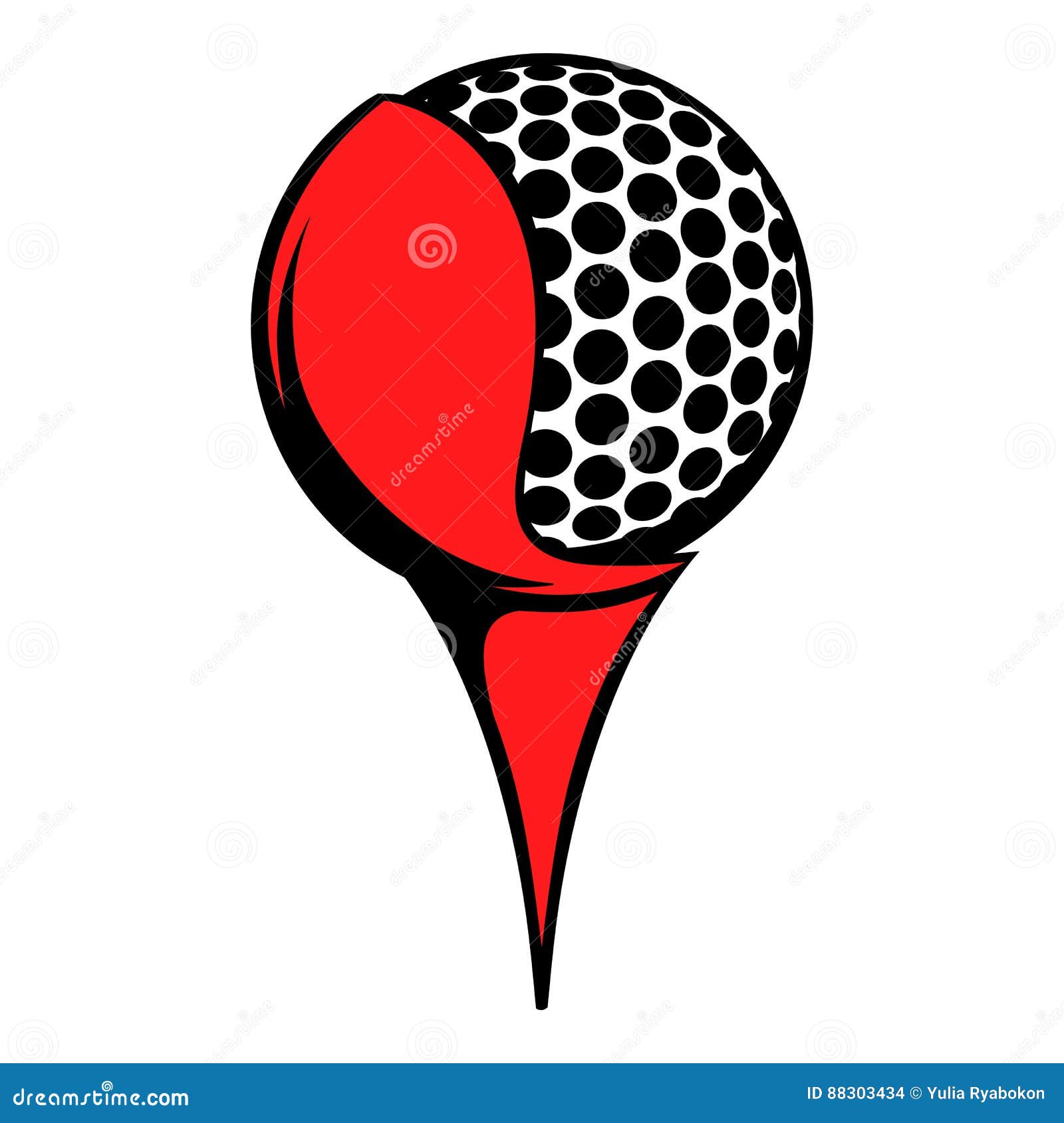 Golf Ball on a Tee Icon, Icon Cartoon Stock Vector - Illustration of ...