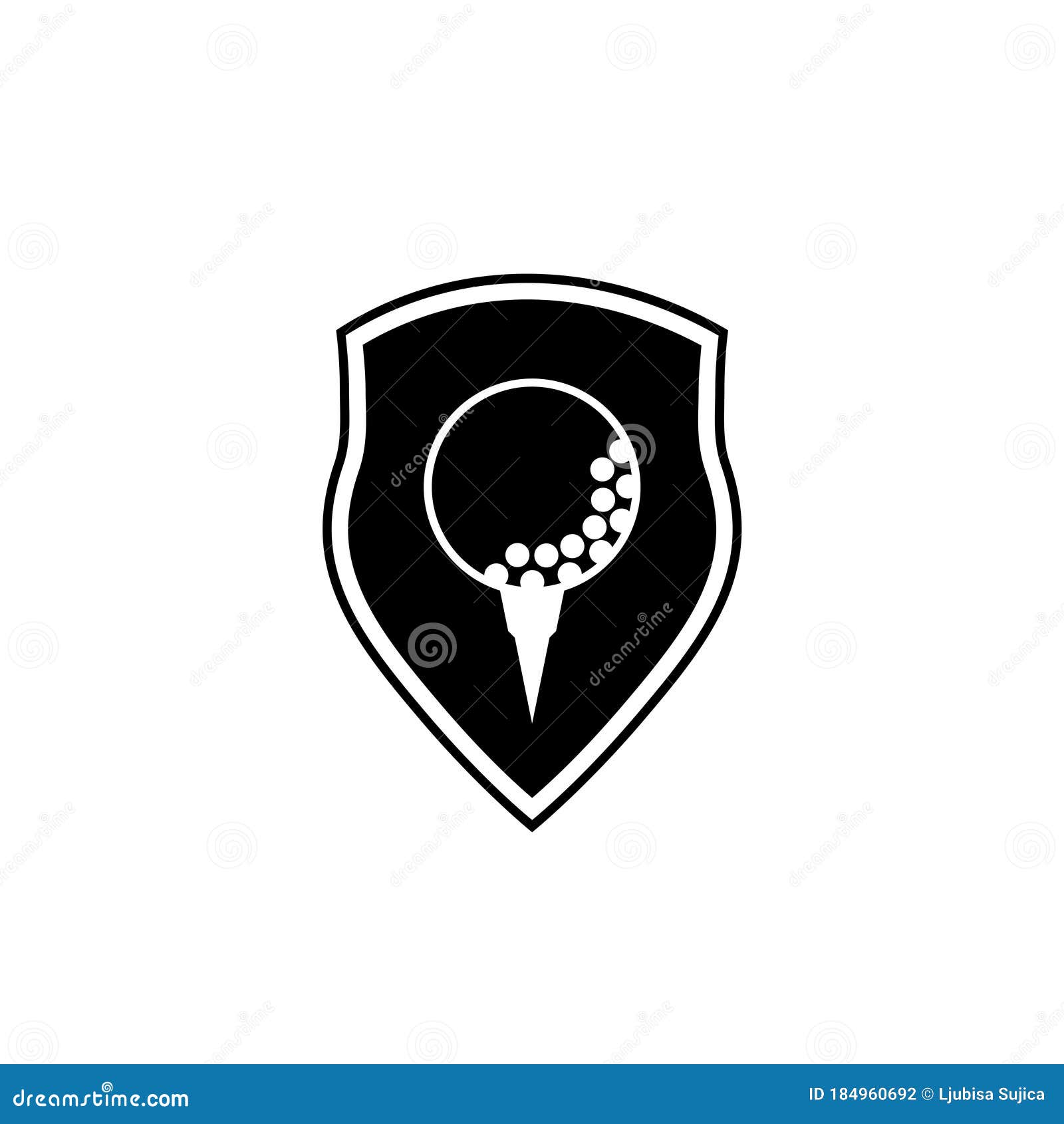 Golf Ball On Tee Icon Symbol Sport Isolated On White Background Stock