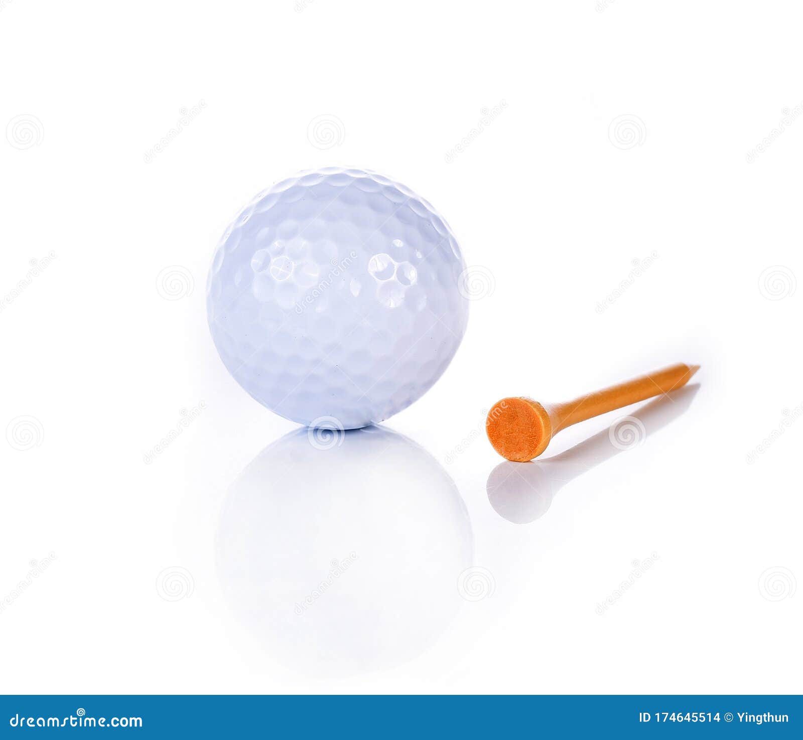 Golf Ball with Tee Isolated on White Background with. Stock Photo ...