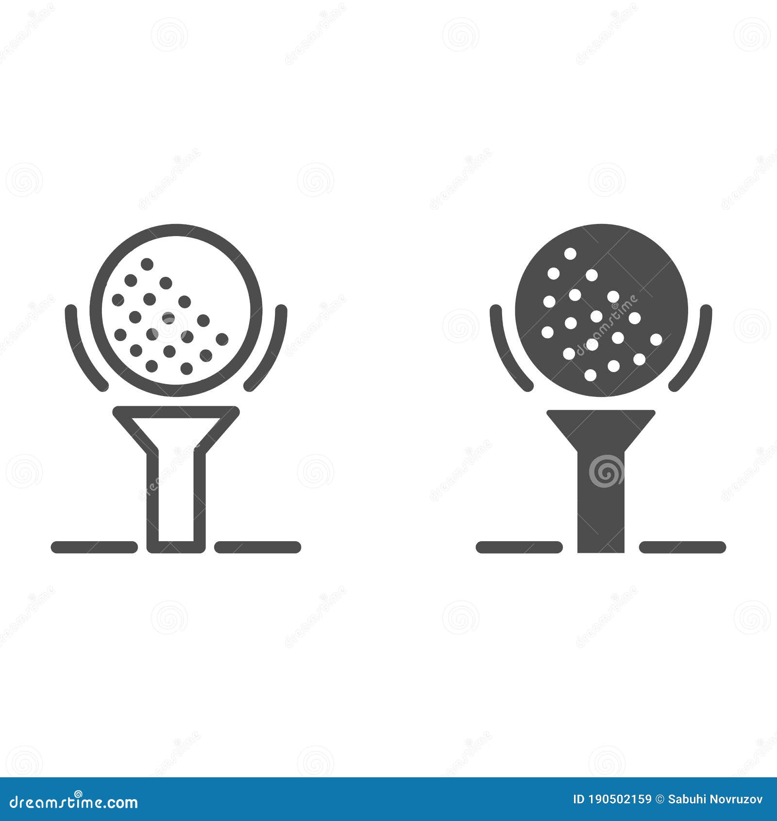 Golf Ball On Tee Line And Solid Icon, Golfing Concept, Golfball Sign On ...